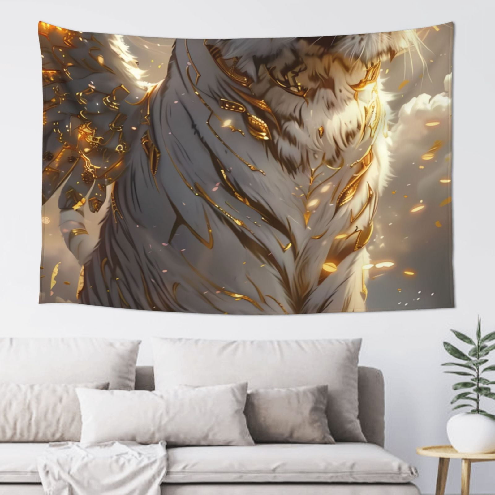 Easygdp Golden White Tiger Tapestry Wall Hanging, Wall Tapestries for ...