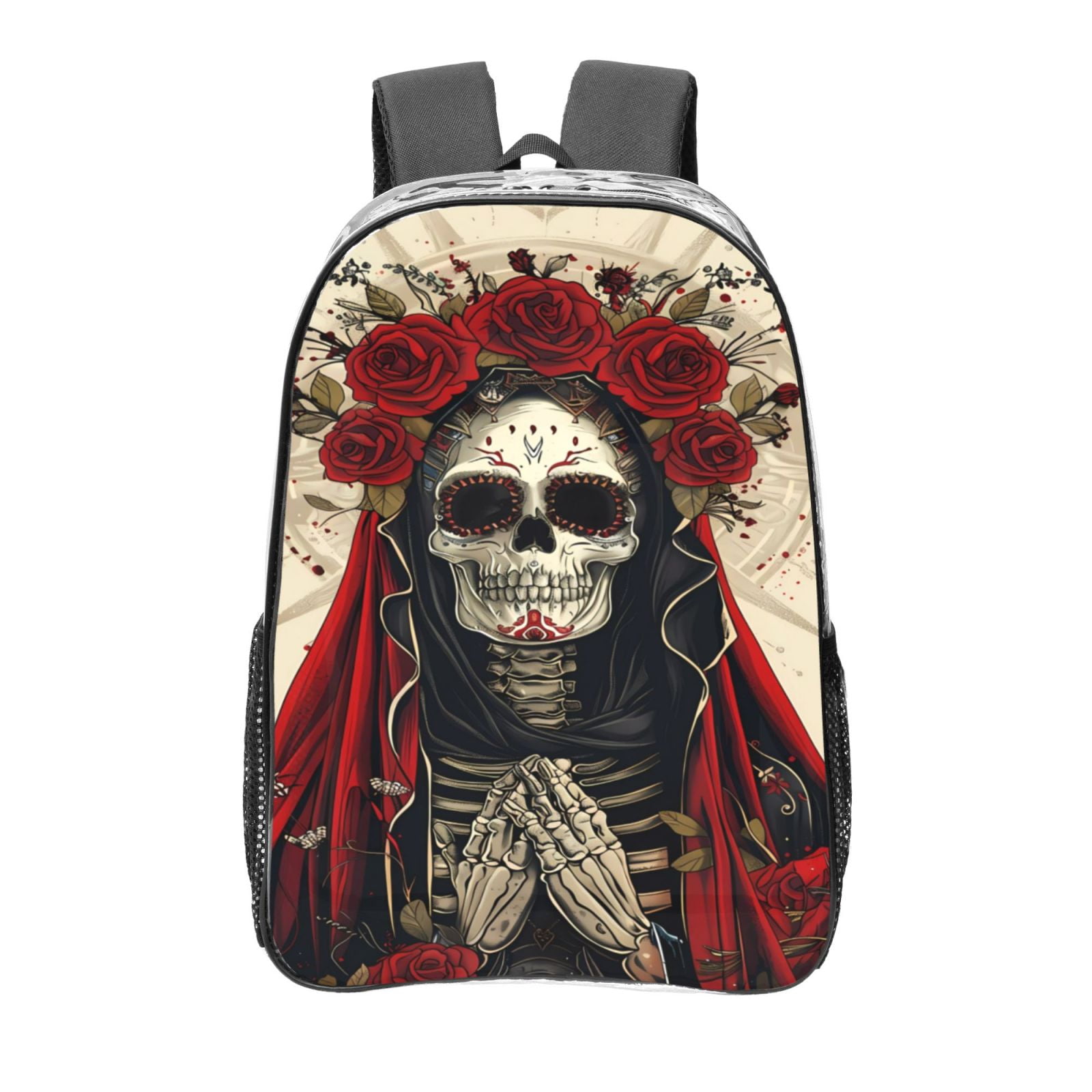Easygdp Gothic Skull With Roses Clear Backpack, Transparent Bookbag for ...