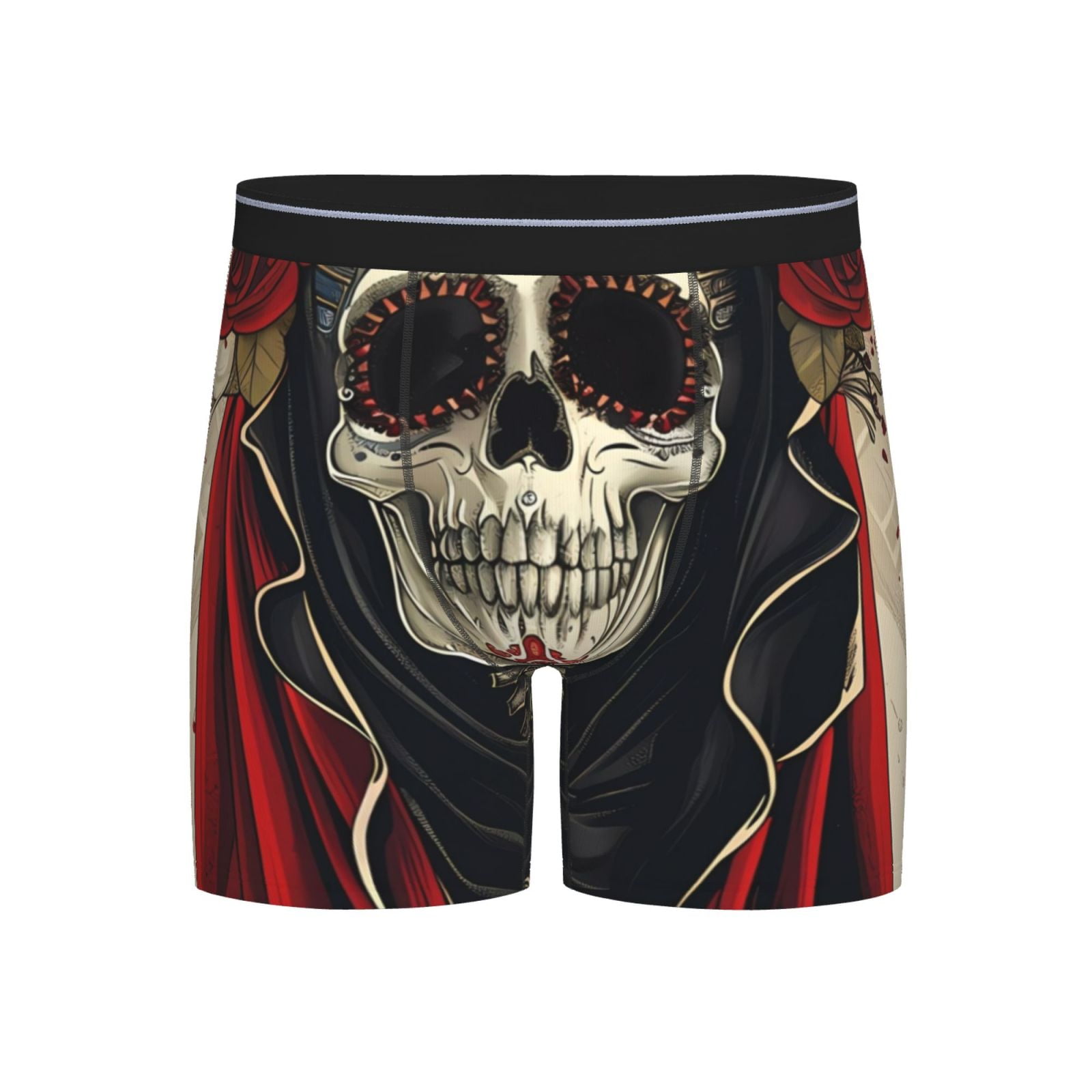 Easygdp Gothic Skull With Roses Men's Boxer Briefs Men’s Underwear ...