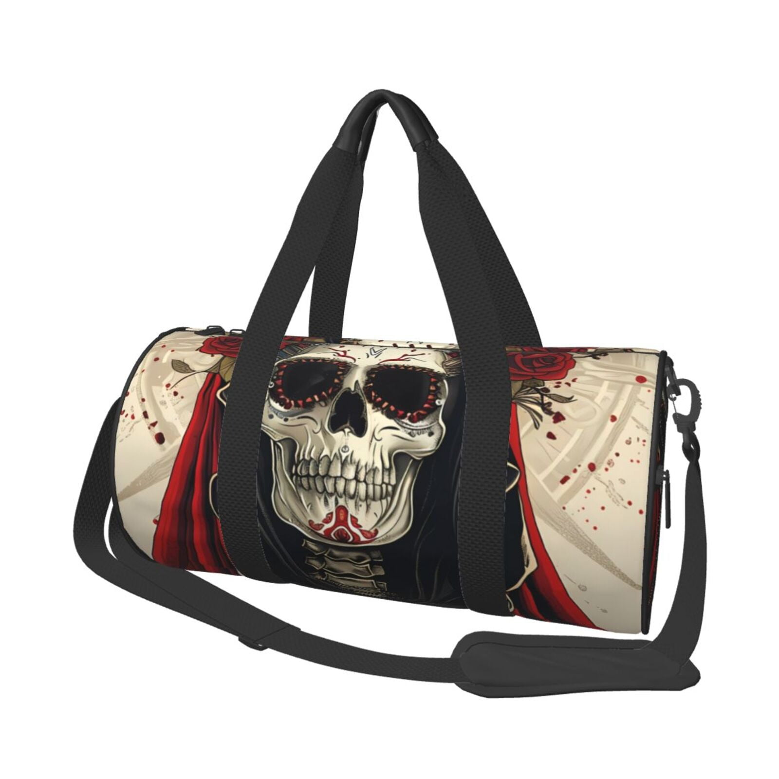 Easygdp Gothic Skull With Roses Travel Duffle Bag,Carry on Bag Travel ...
