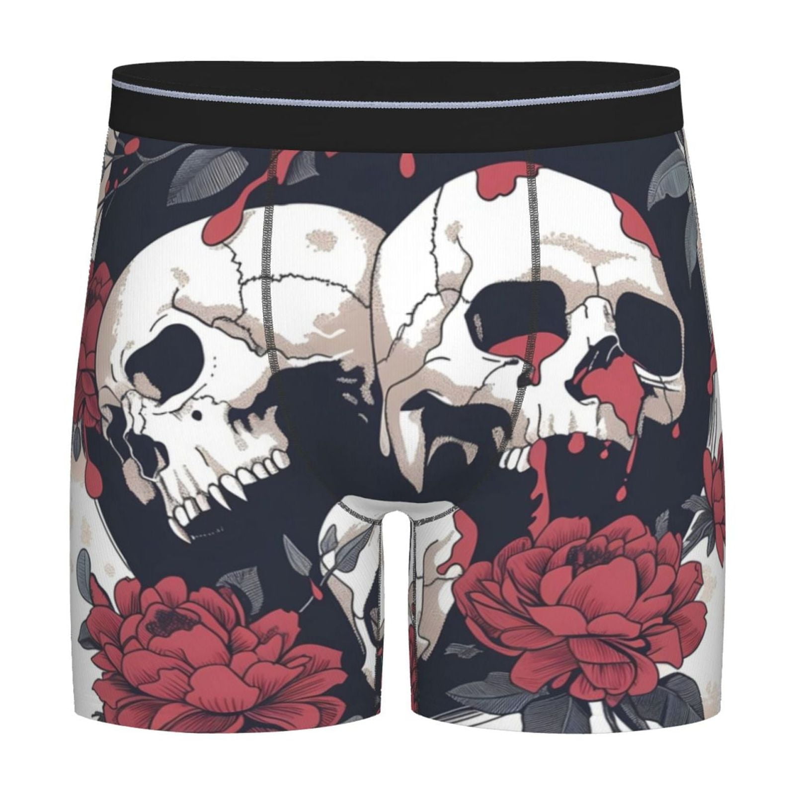 Easygdp Gothic Skulls And Roses Men's Boxer Briefs Men’s Underwear ...