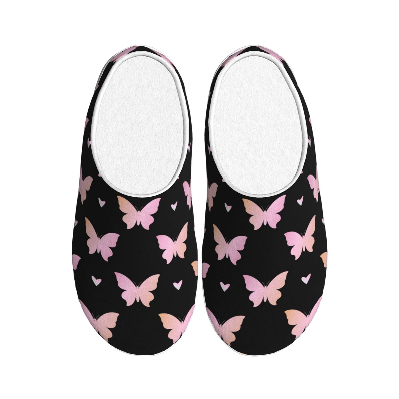 Easygdp Gradient Butterfly Slippers for Women Mens Winter Warm Home ...