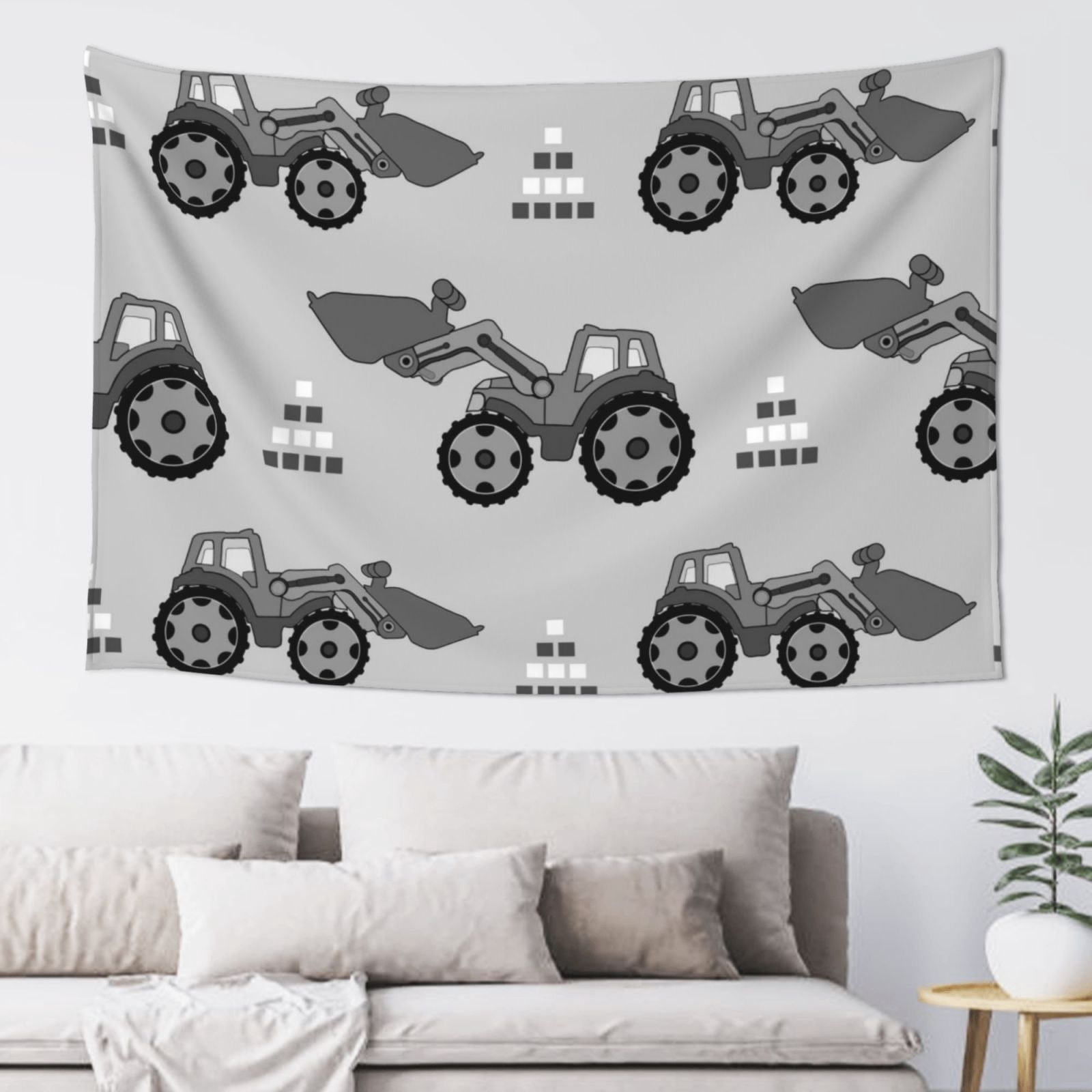 Easygdp Gray Tractor Tapestry Wall Hanging, Wall Tapestries for Bedroom ...