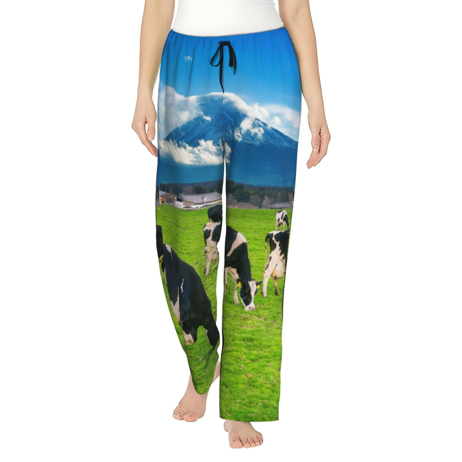 Easygdp Grazing Cows Mountain View Women's Drawstring Pajama Pants ...