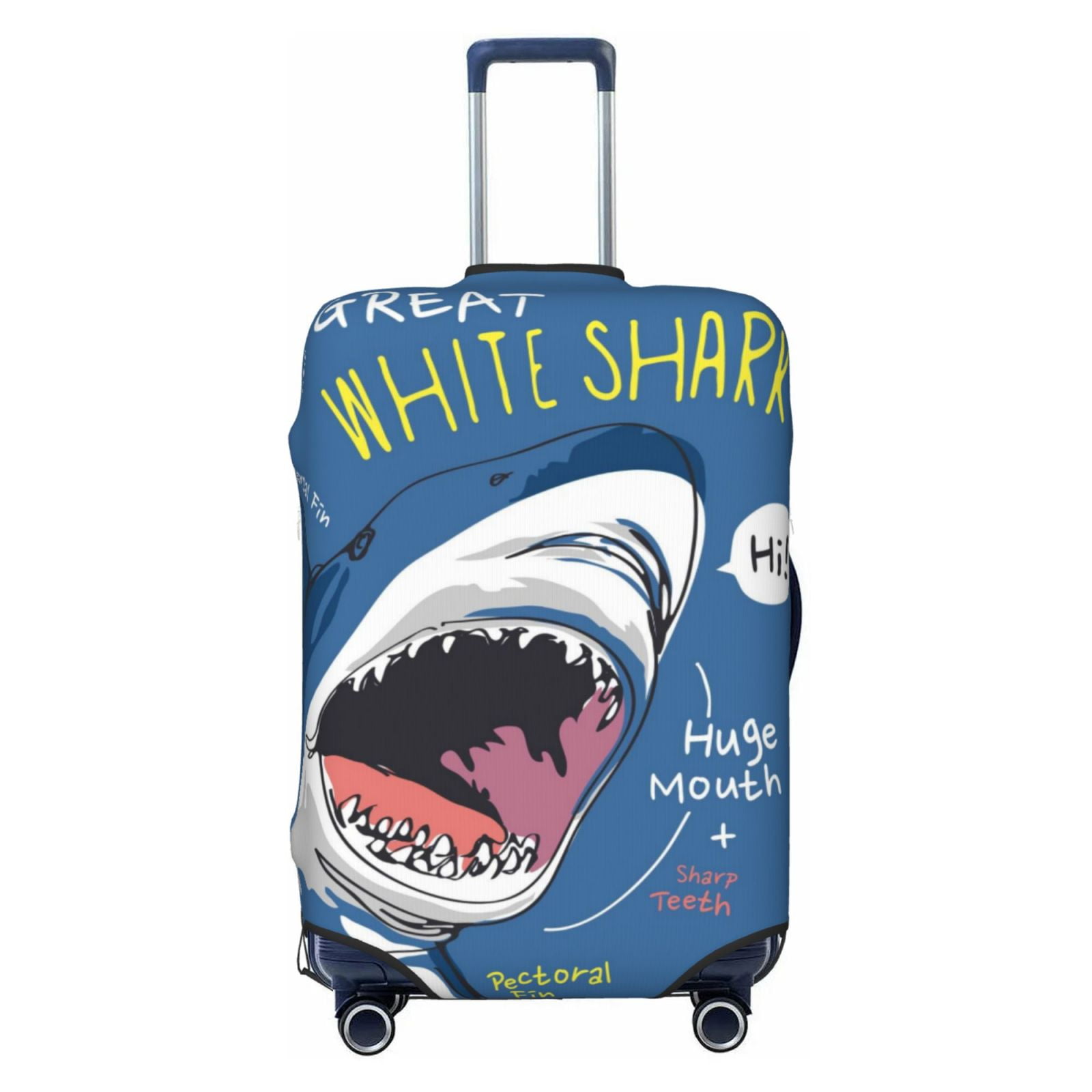 Easygdp Great White Shark Print Elastic and Washable Suitcase ...
