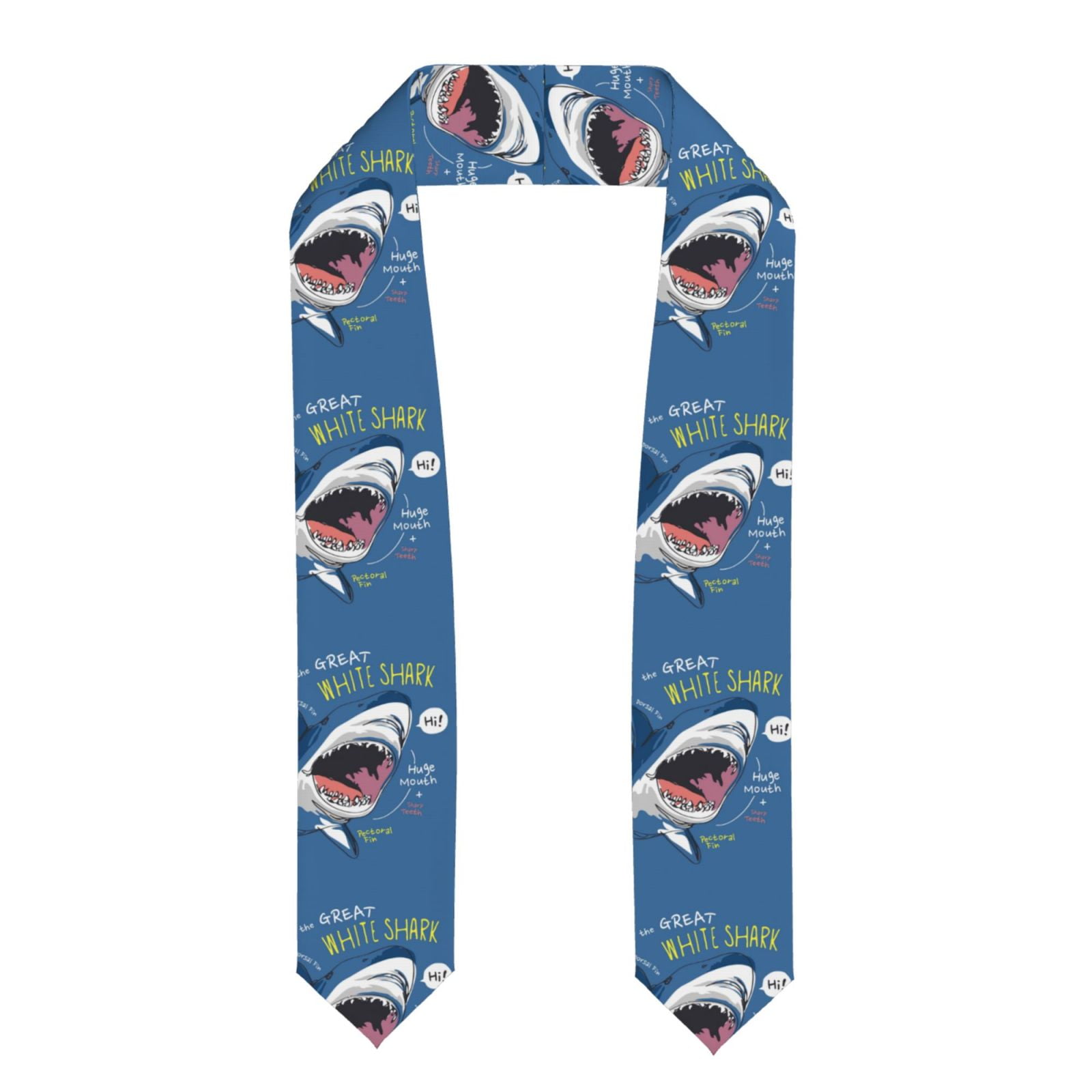 Easygdp Great White Shark Unisex Adult Graduation Stole Shawl 36" Long ...