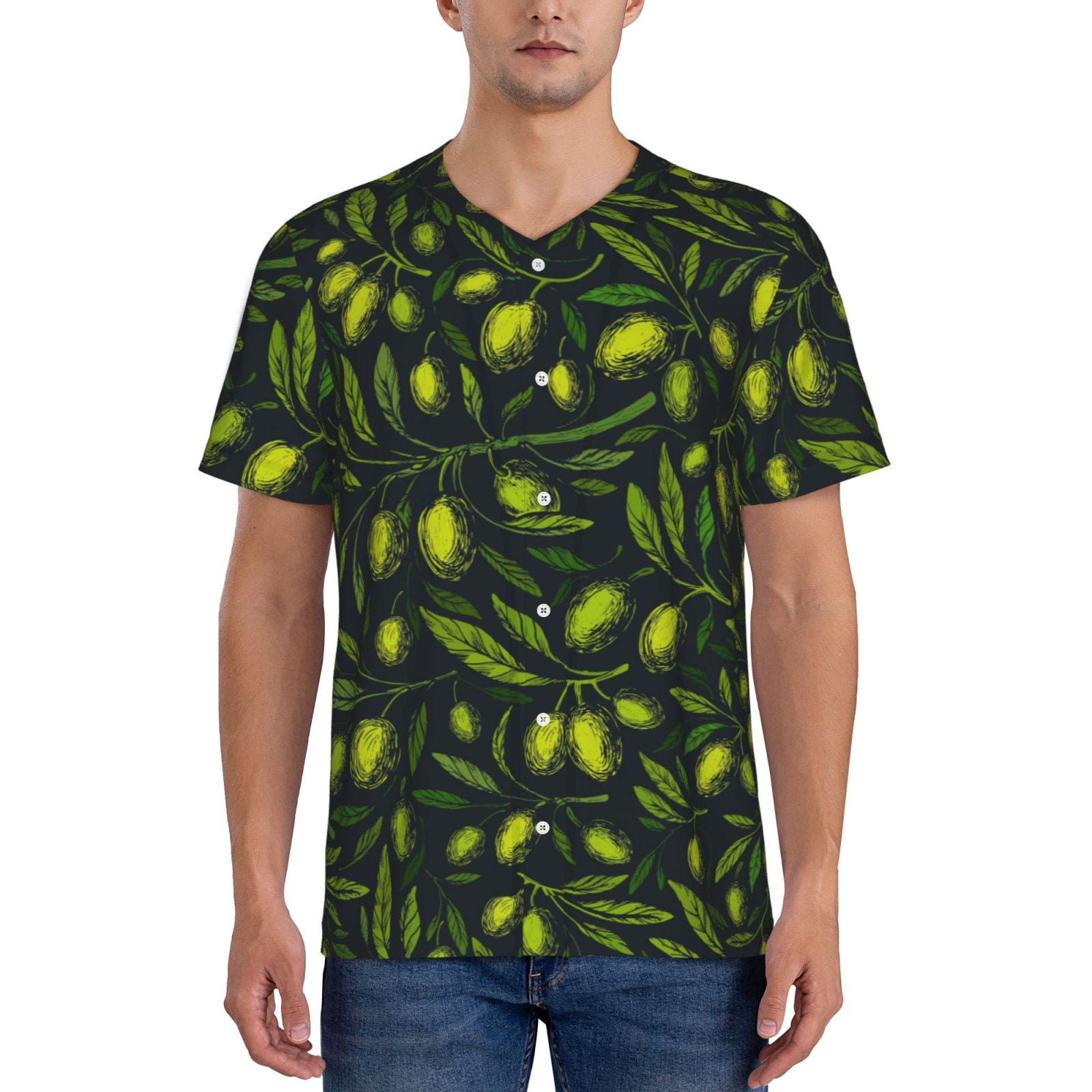 Easygdp Green Branch Olive Mens T-Shirts Baseball Vintage Fashionable ...