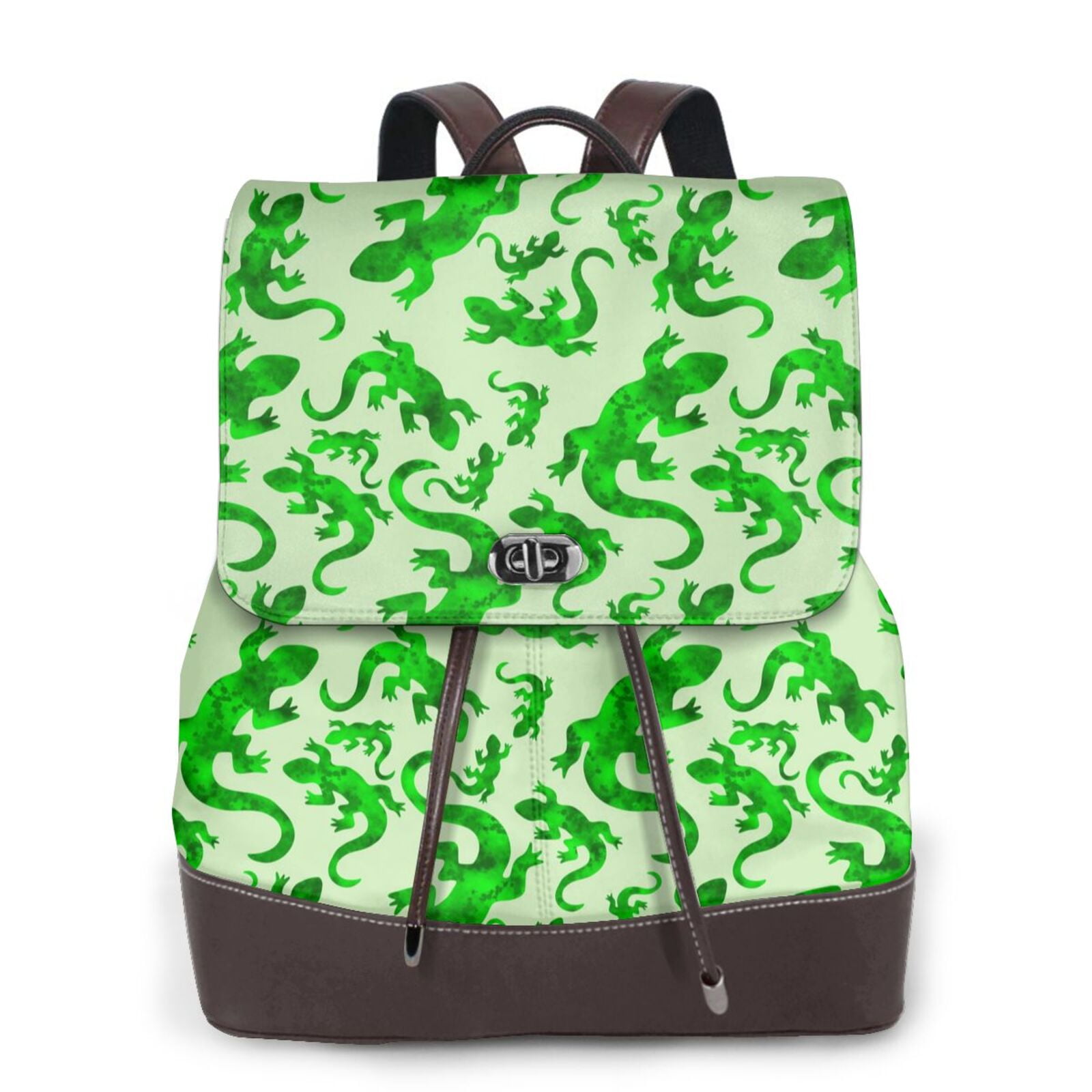 Easygdp Green Lizard Leather Backpack Purse Ladies Shoulder Bag Fashion ...