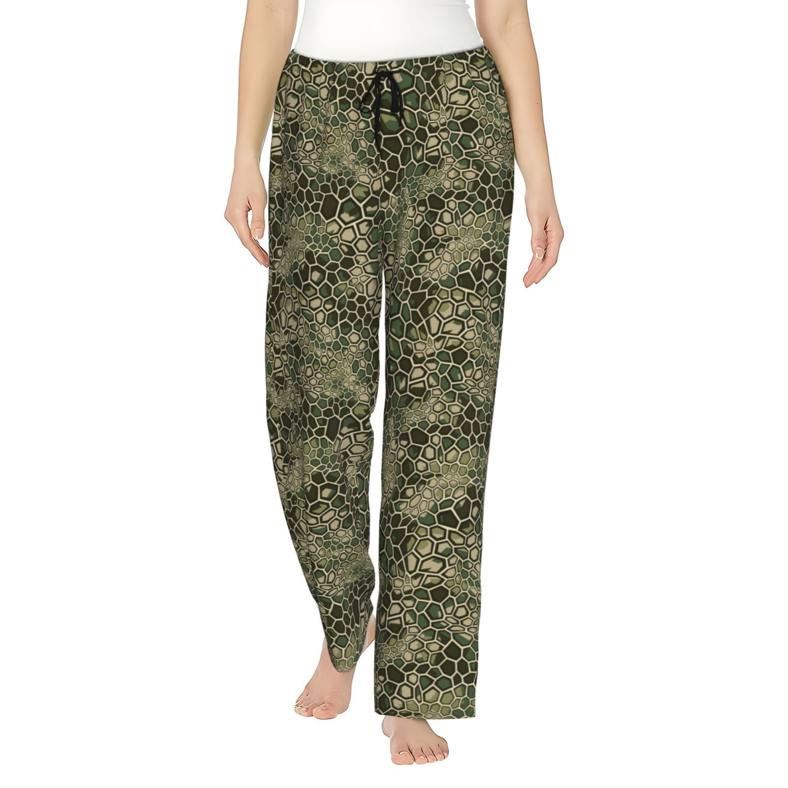Easygdp Green Snake Skin Women's Drawstring Pajama Pants | Lounge ...