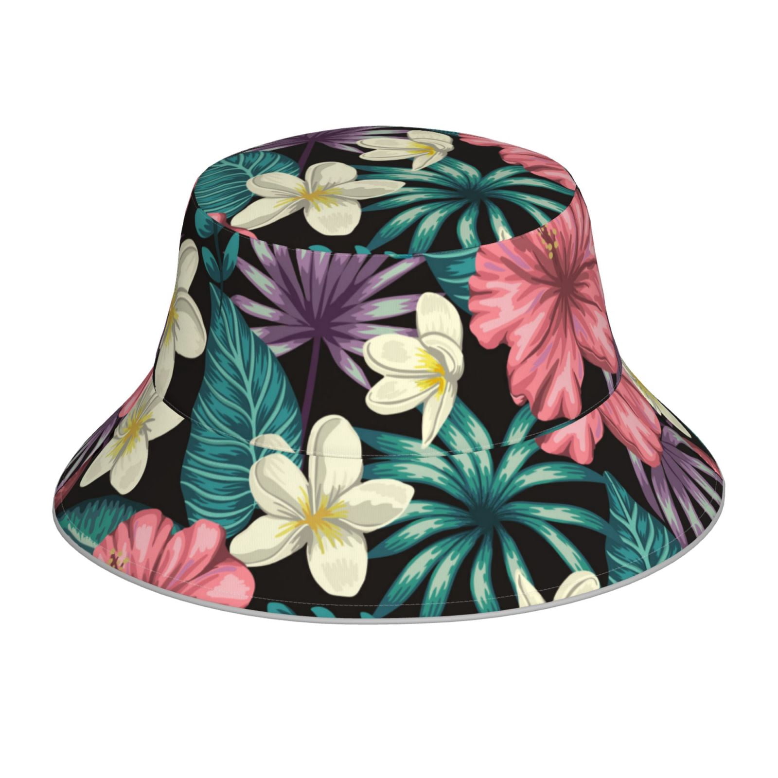 Easygdp Green Tropical Leaves Double-Sided Reflective Fisherman Hat,Sun ...