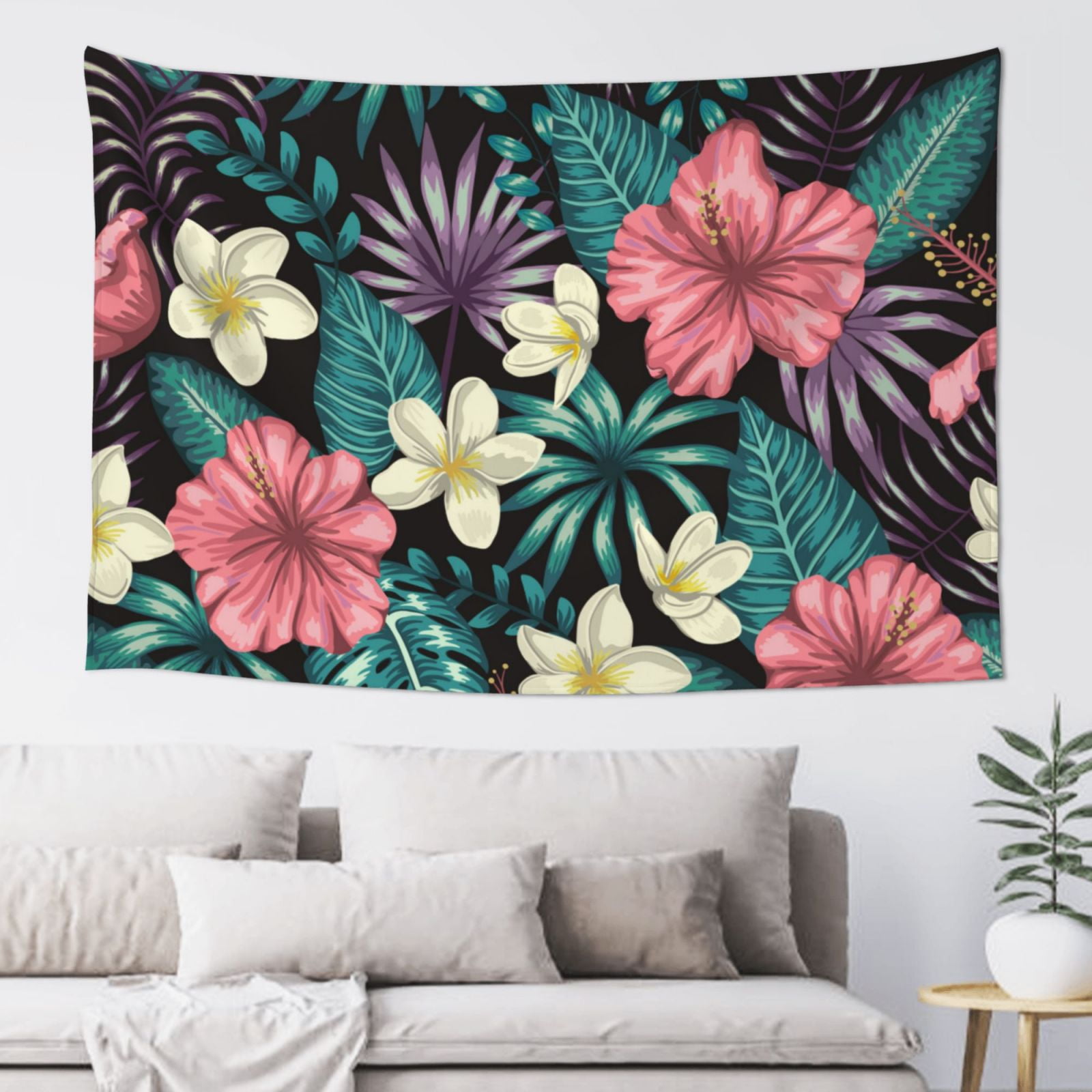 Easygdp Green Tropical Leaves Tapestry Wall Hanging, Wall Tapestries ...