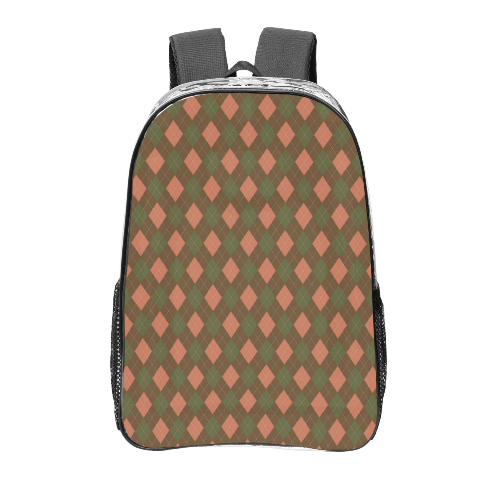 Easygdp Green and Squares Clear Backpack, Transparent Bookbag for ...