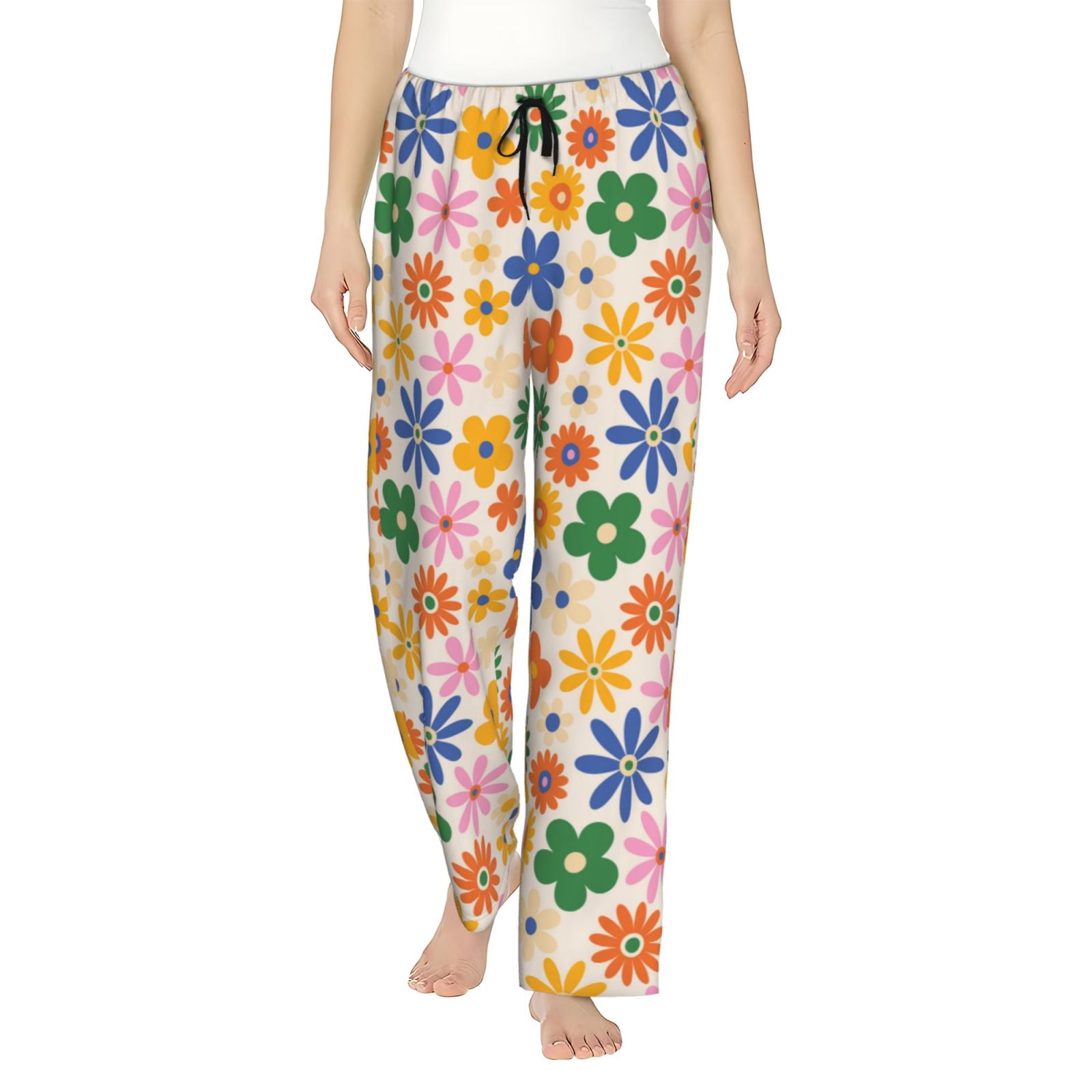 Easygdp Groovy Daisy Flowers Women's Drawstring Pajama Pants | Lounge ...