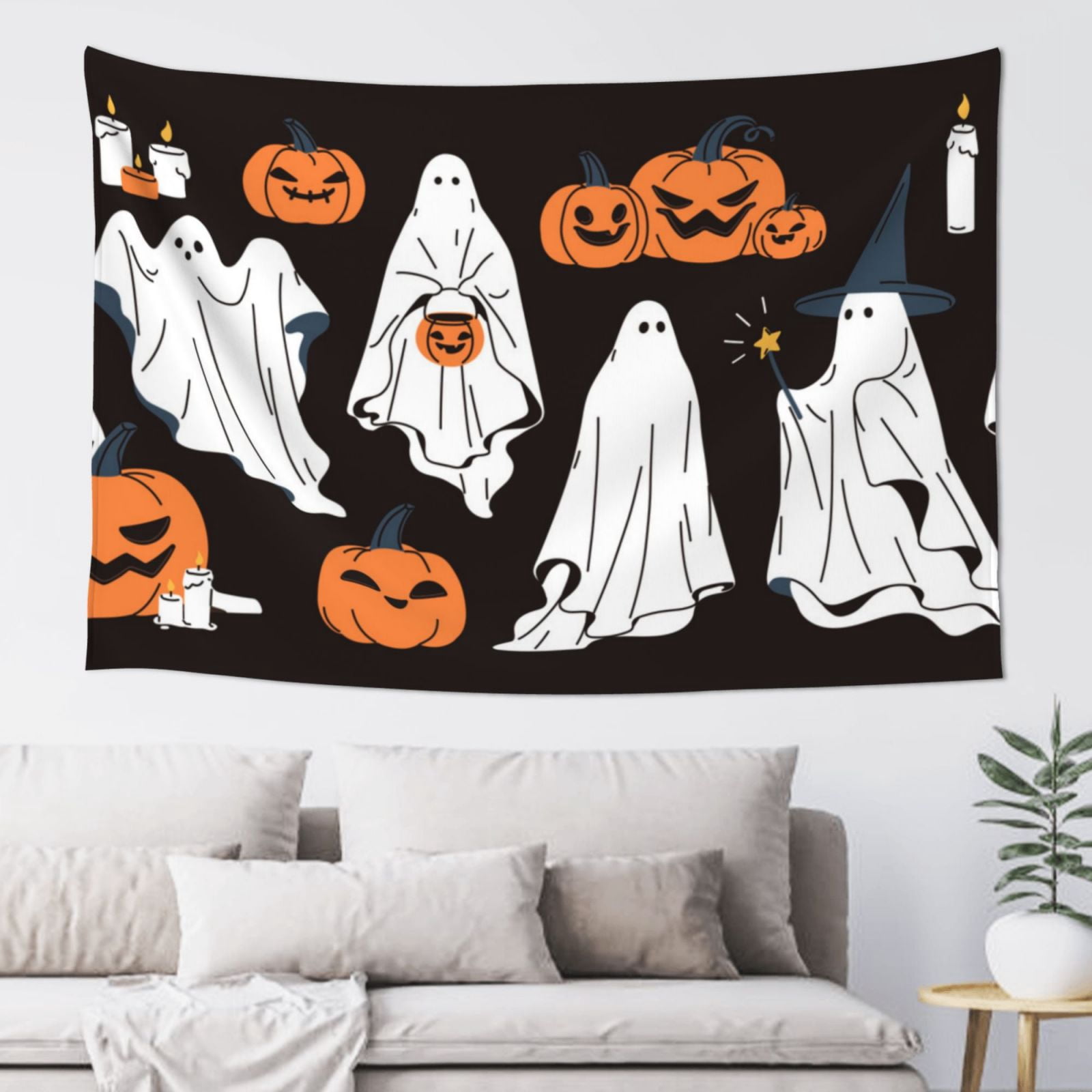 Easygdp Halloween Ghosts And Pumpkins Tapestry Wall Hanging, Wall ...