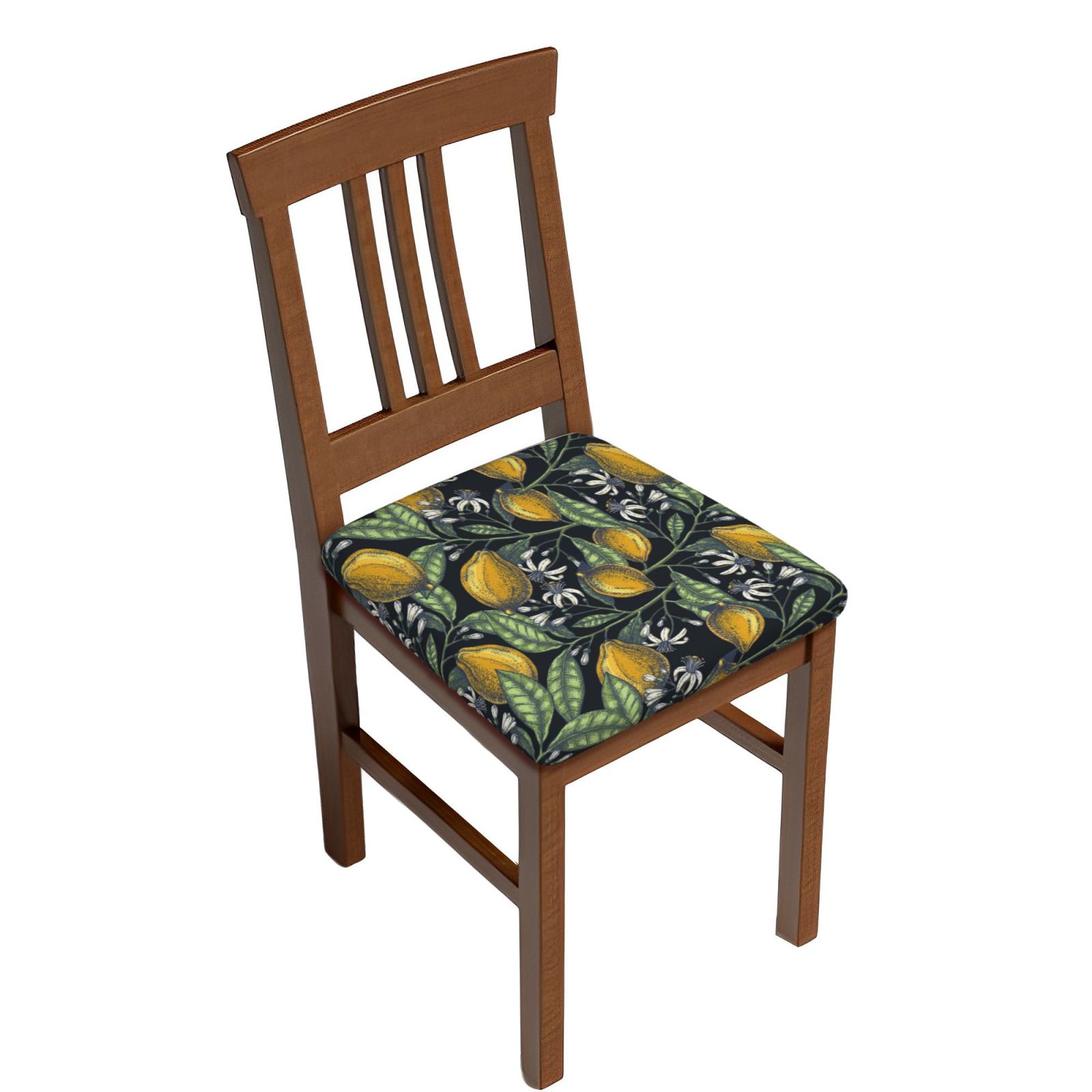 Easygdp Hand Drawn Citrus Fruits Elegant Lemons Square Chair Cushion ...