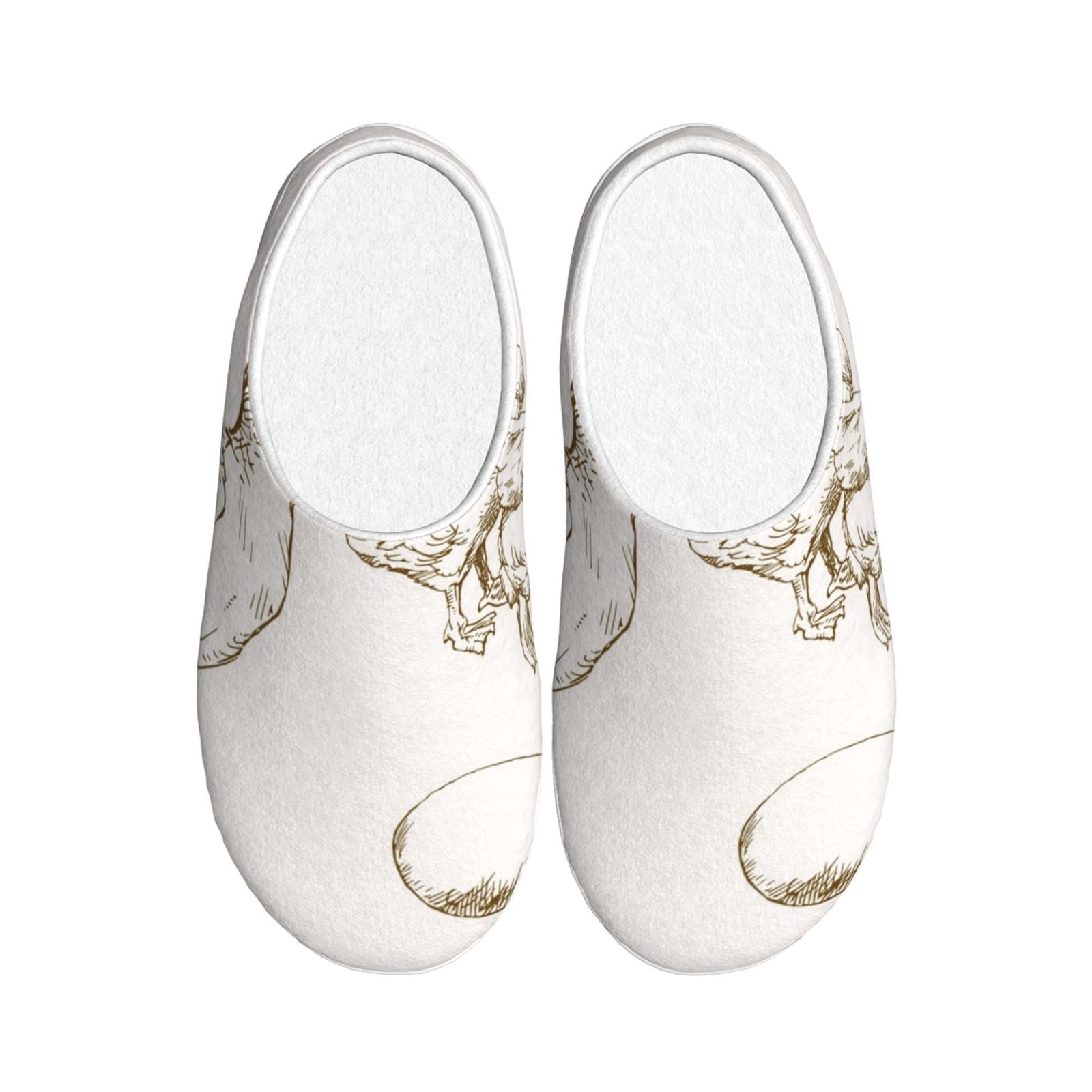 Easygdp Hand Drawn Goose Slippers for Women Mens Winter Warm Home ...