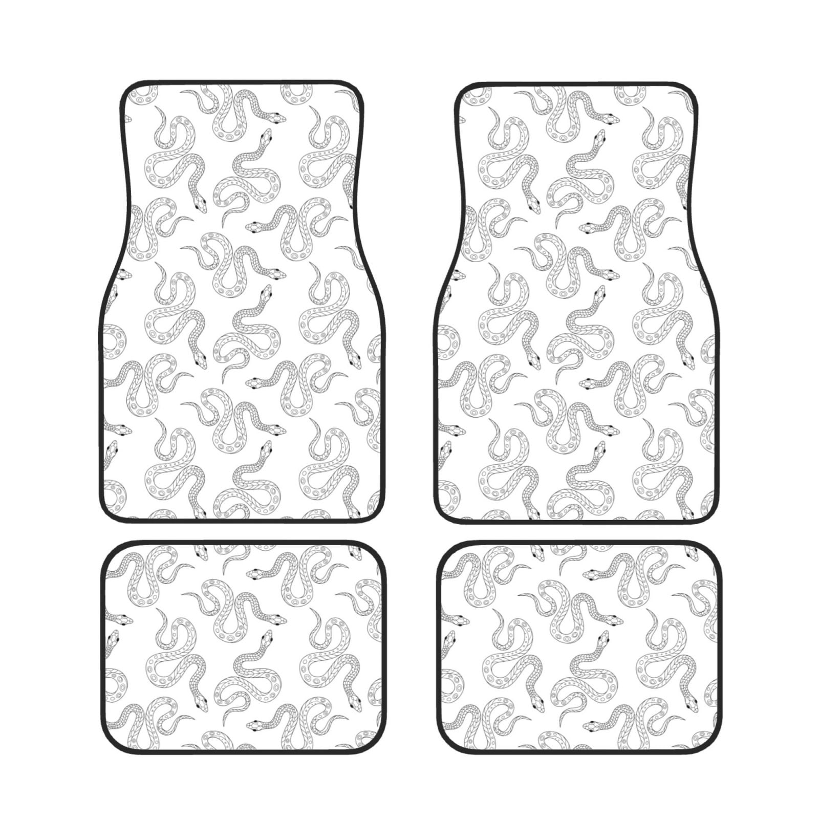 Easygdp Hand Drawn Snake Car Foot Mat Set of 4 Pieces, Anti-Slip ...