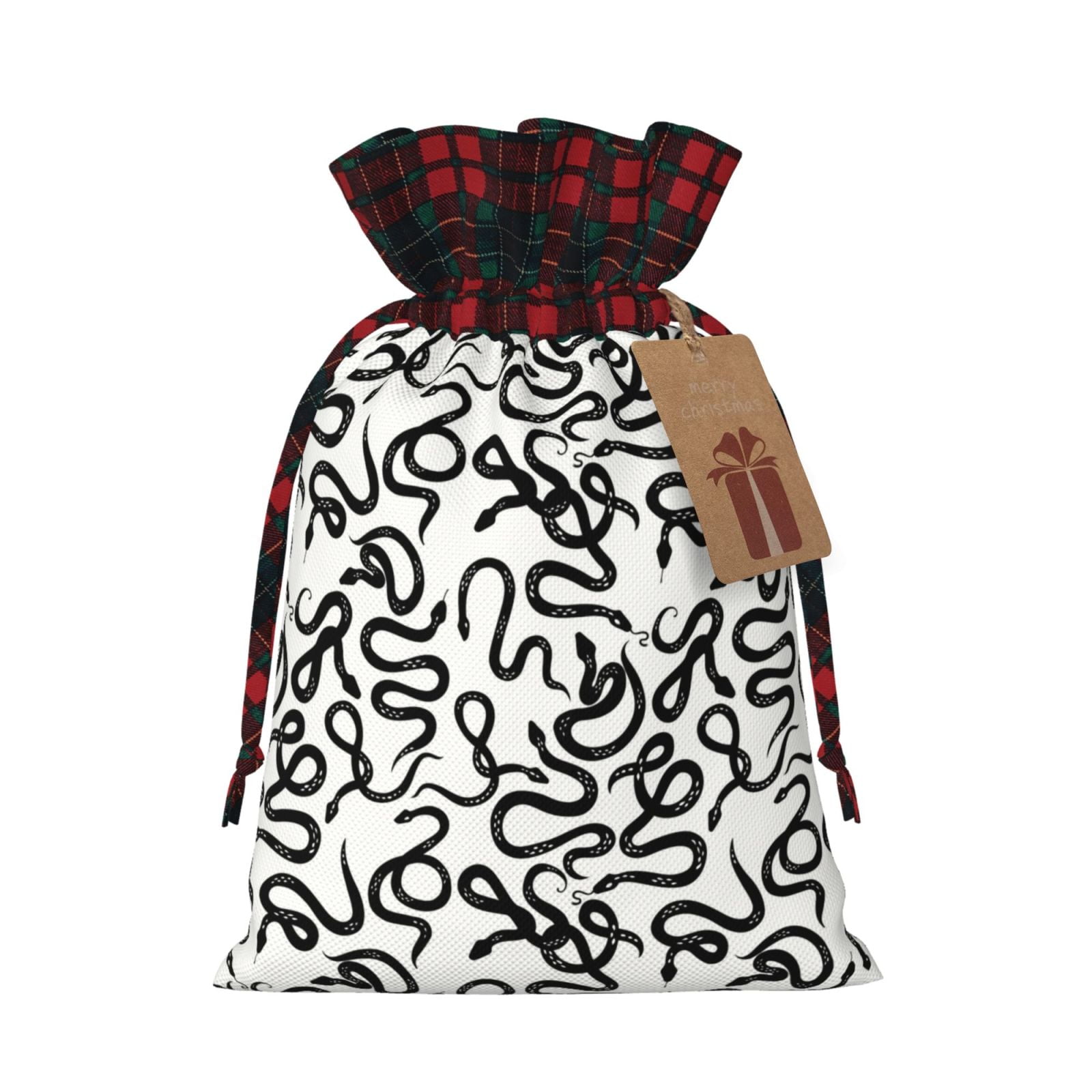 Easygdp Hand Drawn Snake Fabric Gift Bags for Christmas Presents ...