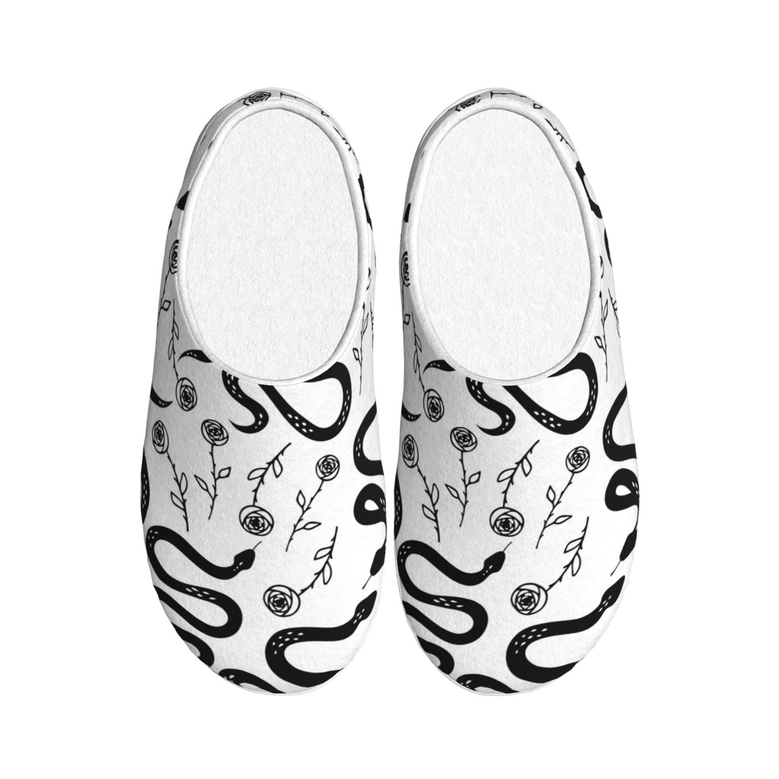 Easygdp Hand Drawn Snake Slippers for Women Mens Winter Warm Home ...