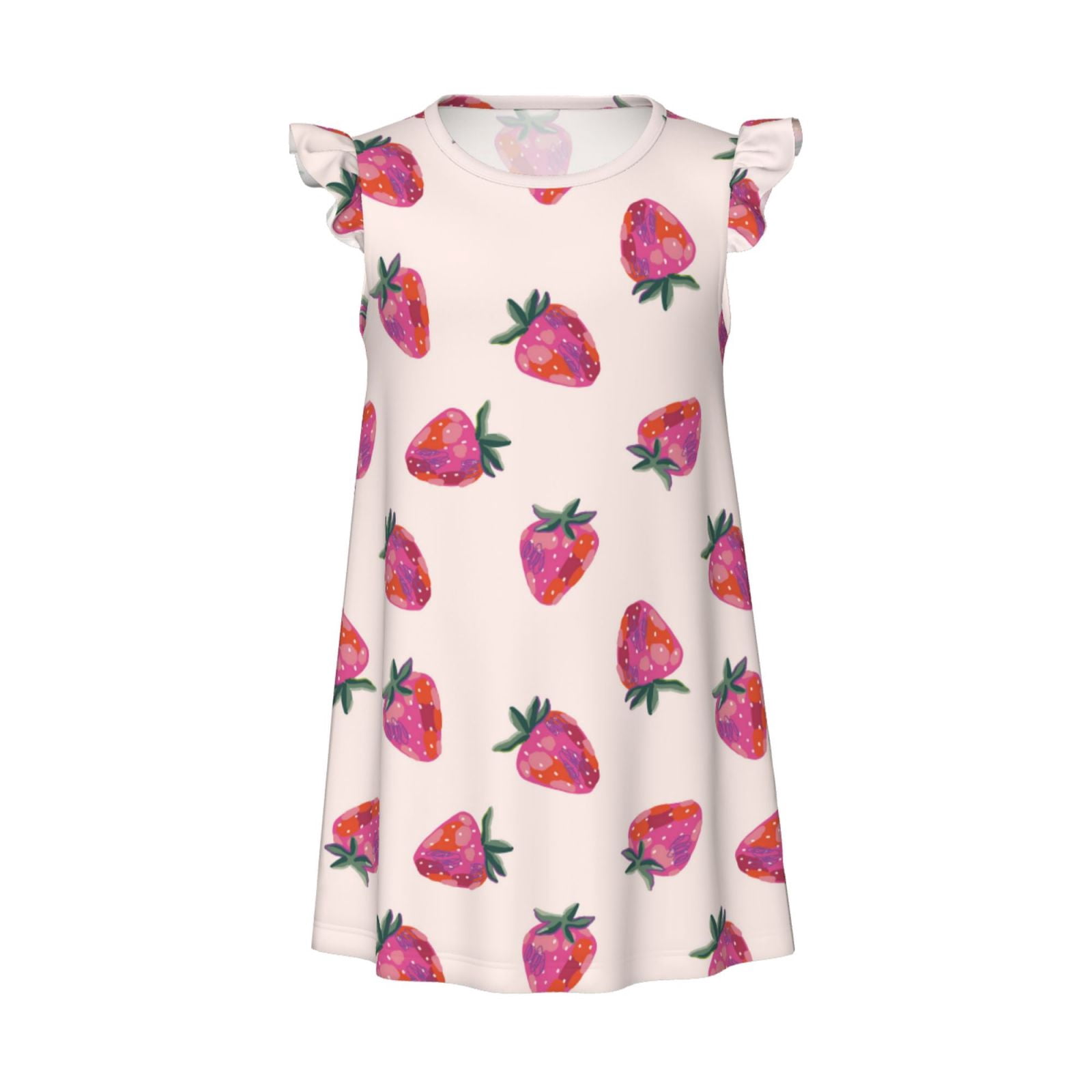 Easygdp Hand Drawn Strawberry Girls Pajamas Dress, Princess Nightgown ...