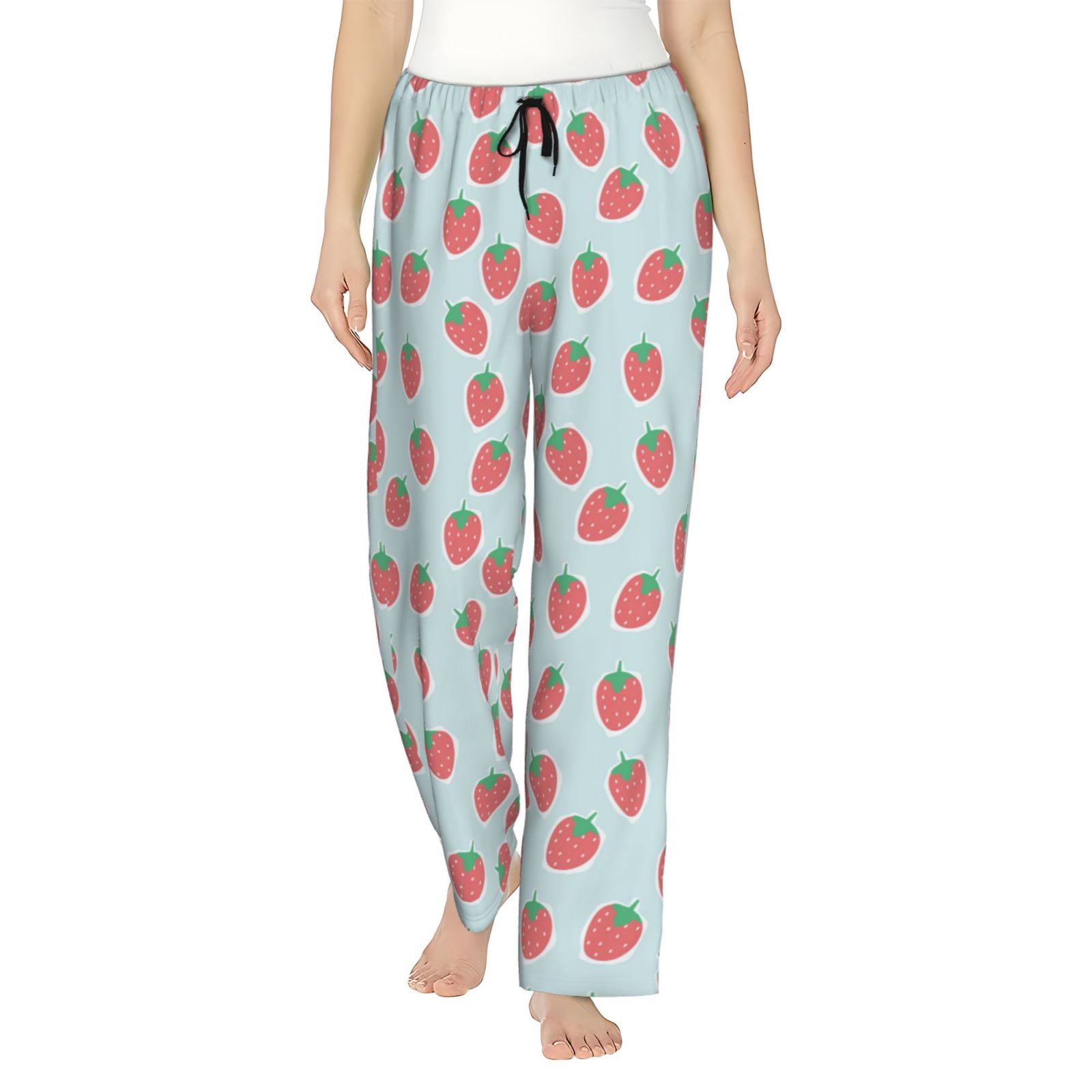 Easygdp Hand Drawn Strawberry Women's Drawstring Pajama Pants | Lounge ...
