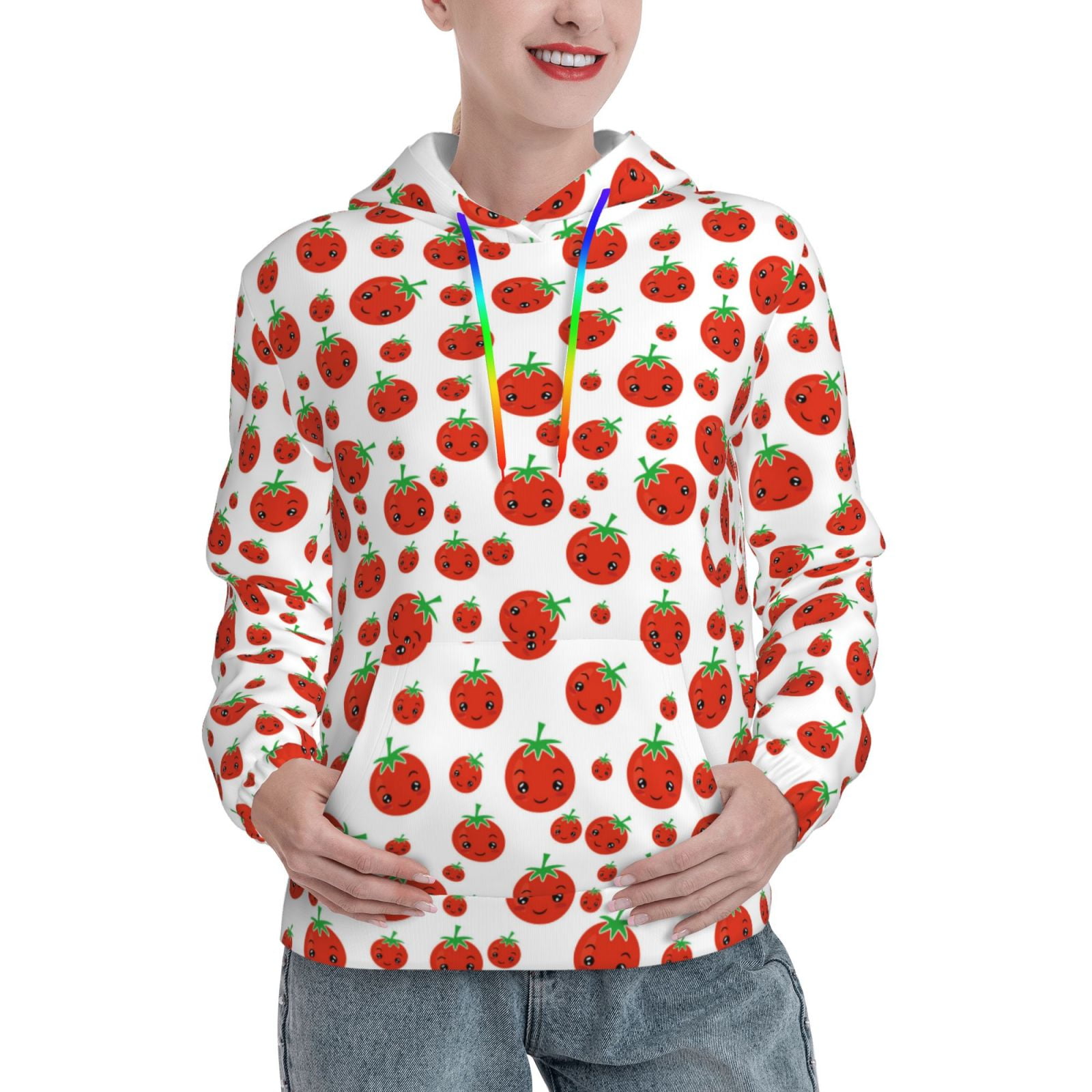 Easygdp Hand Drawn Tomatoes Womens Casual Hoodies Sweatshirts Long ...