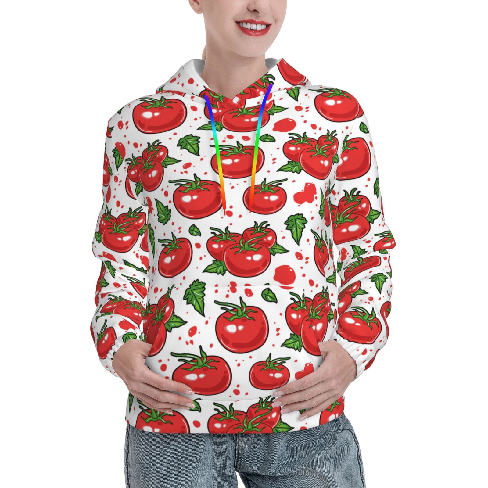 Easygdp Hand Drawn Tomatoes Womens Casual Hoodies Sweatshirts Long Sleeve Pullover Fall Pullover ...
