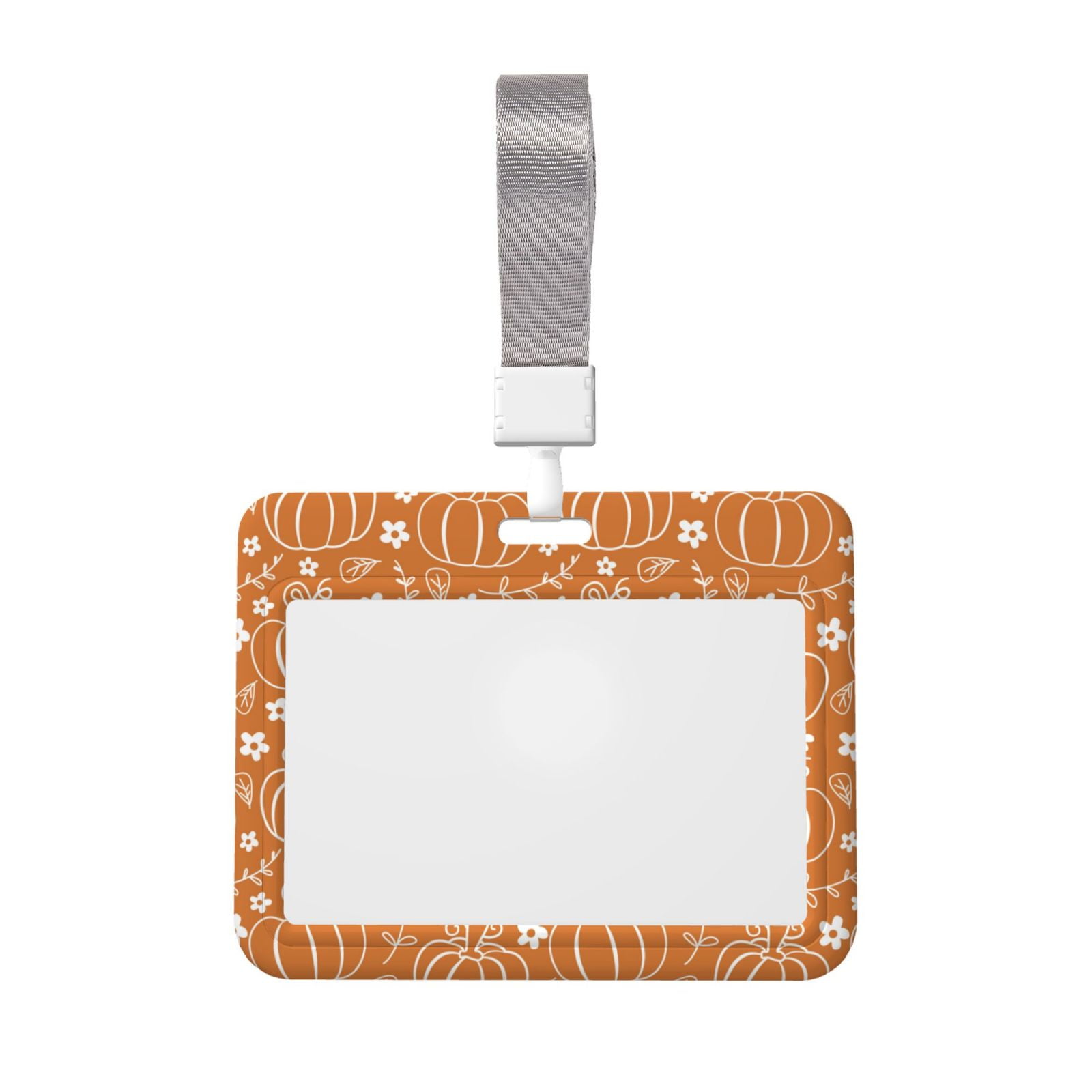 Easygdp Hand-drawn Pumpkin with Flowers Card Badge Holder Work Badge ...