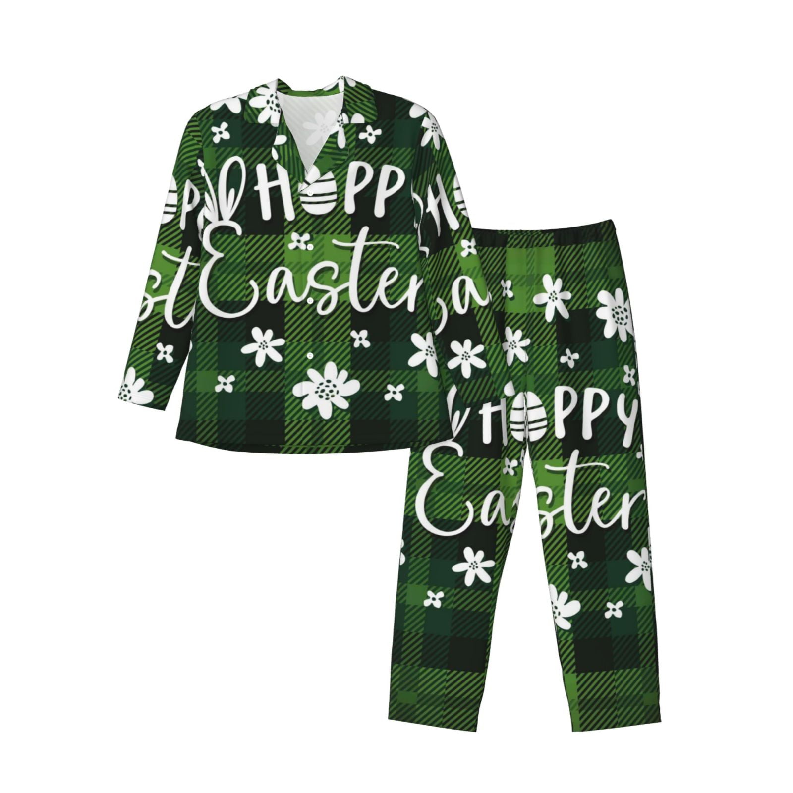Easygdp Happy Easter Men's Long Sleeve Pajama Set Mens Sleepwear Long ...