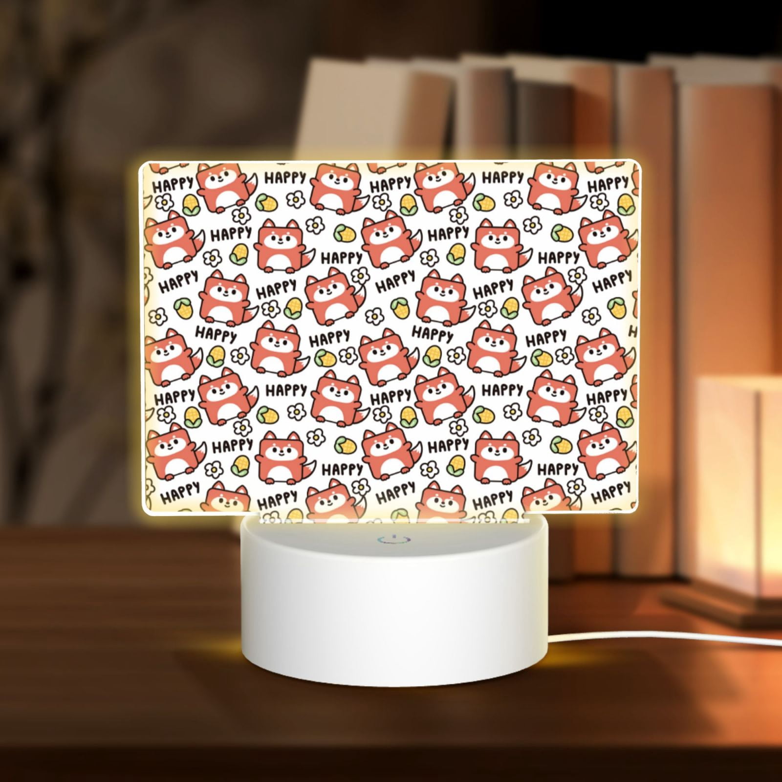 Easygdp Happy Foxy Faces Rectangular Acrylic Night Light Acrylic Sleep ...