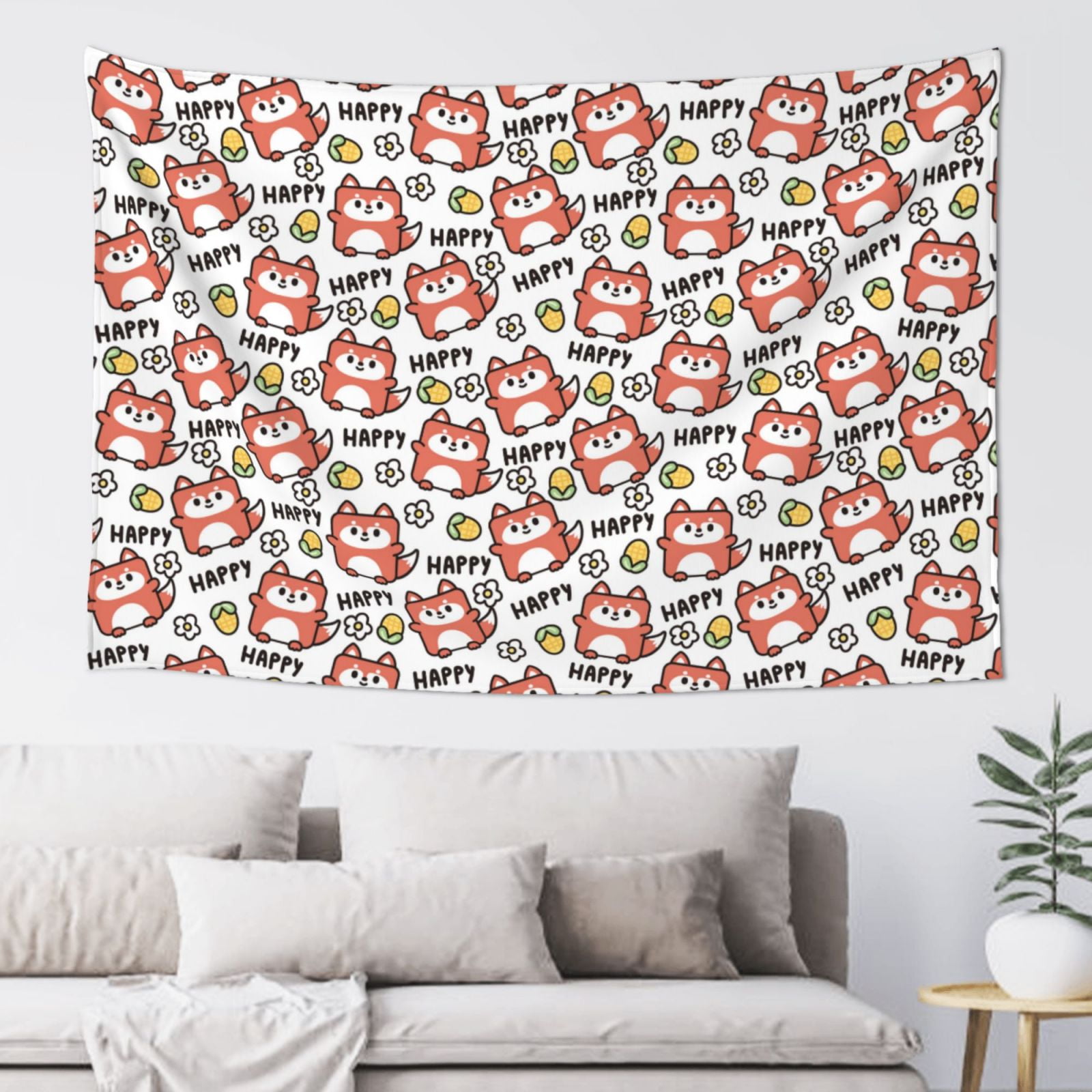 Easygdp Happy Foxy Faces Tapestry Wall Hanging, Wall Tapestries for ...