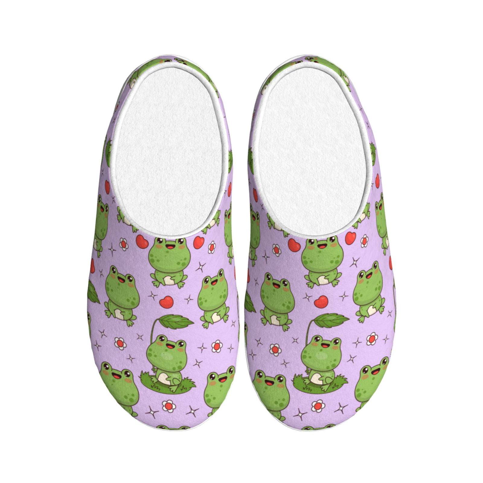 Easygdp Happy Frogs1 Slippers for Women Mens Winter Warm Home Slippers ...
