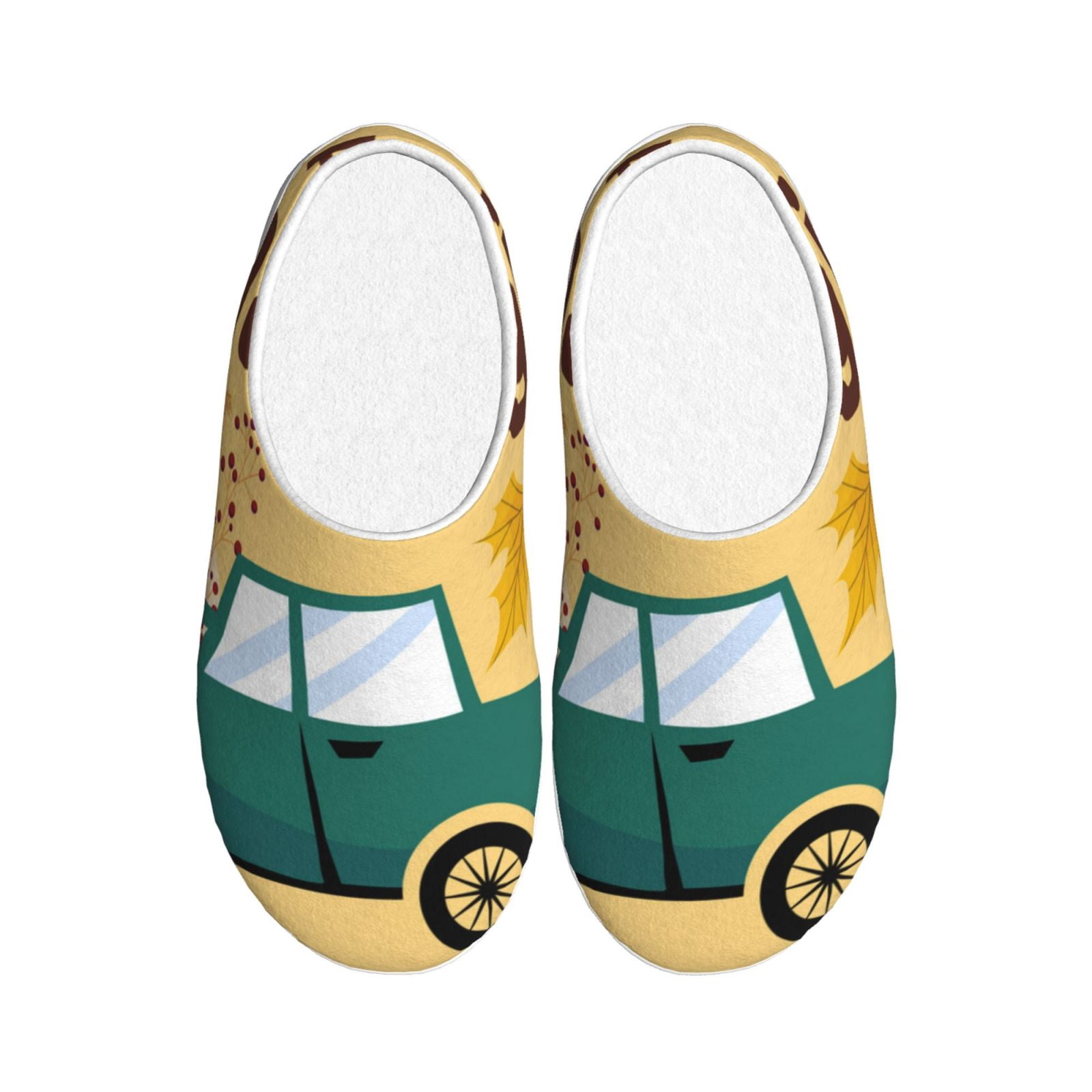 Easygdp Happy Thanksgiving Day Slippers for Women Mens Winter Warm Home ...