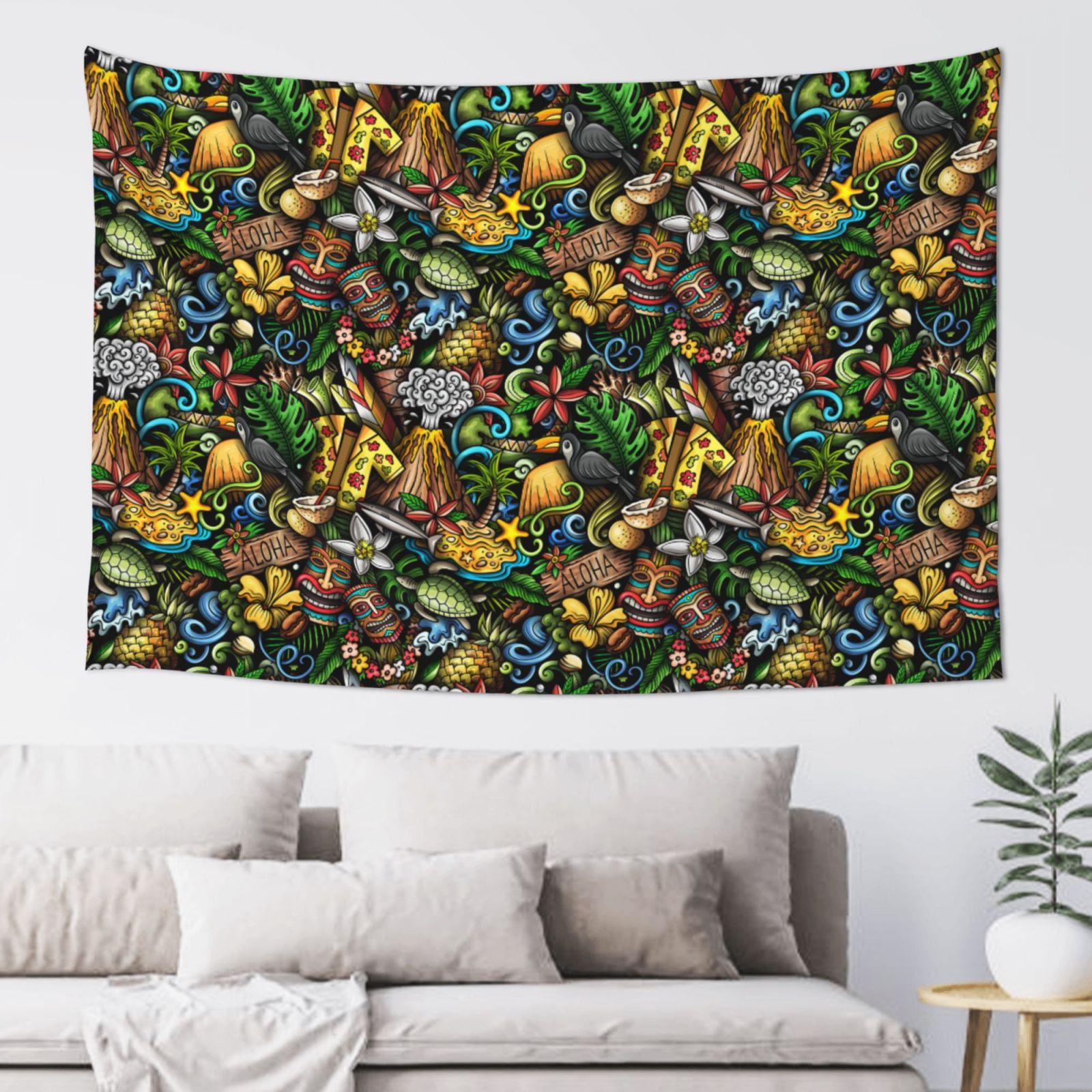 Easygdp Hawaiian Culture Symbols Tapestry Wall Hanging, Wall Tapestries ...