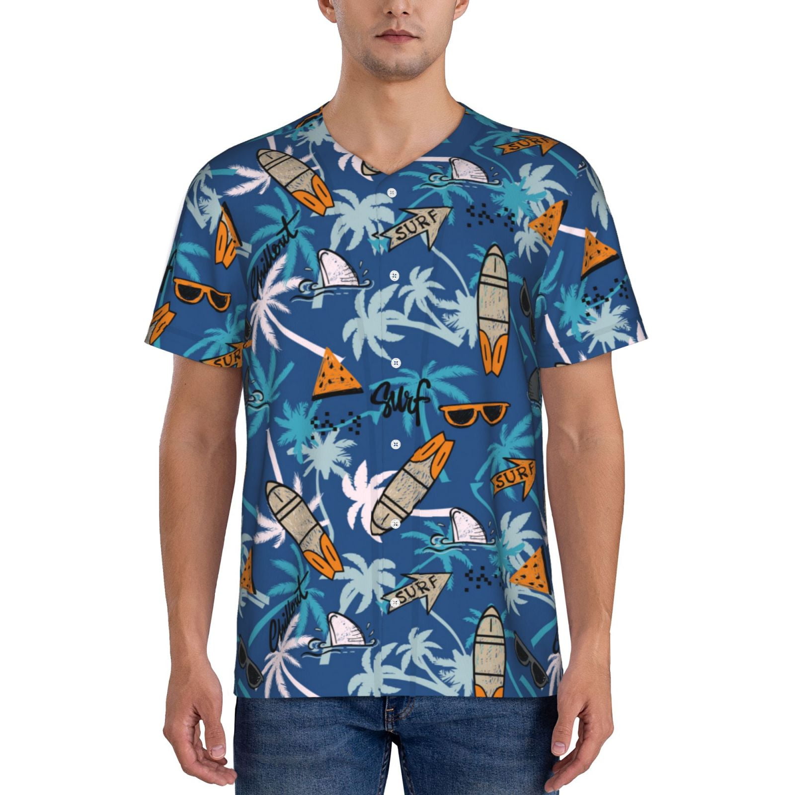 Easygdp Hawaiian Style Mens T-Shirts Baseball Vintage Fashionable ...
