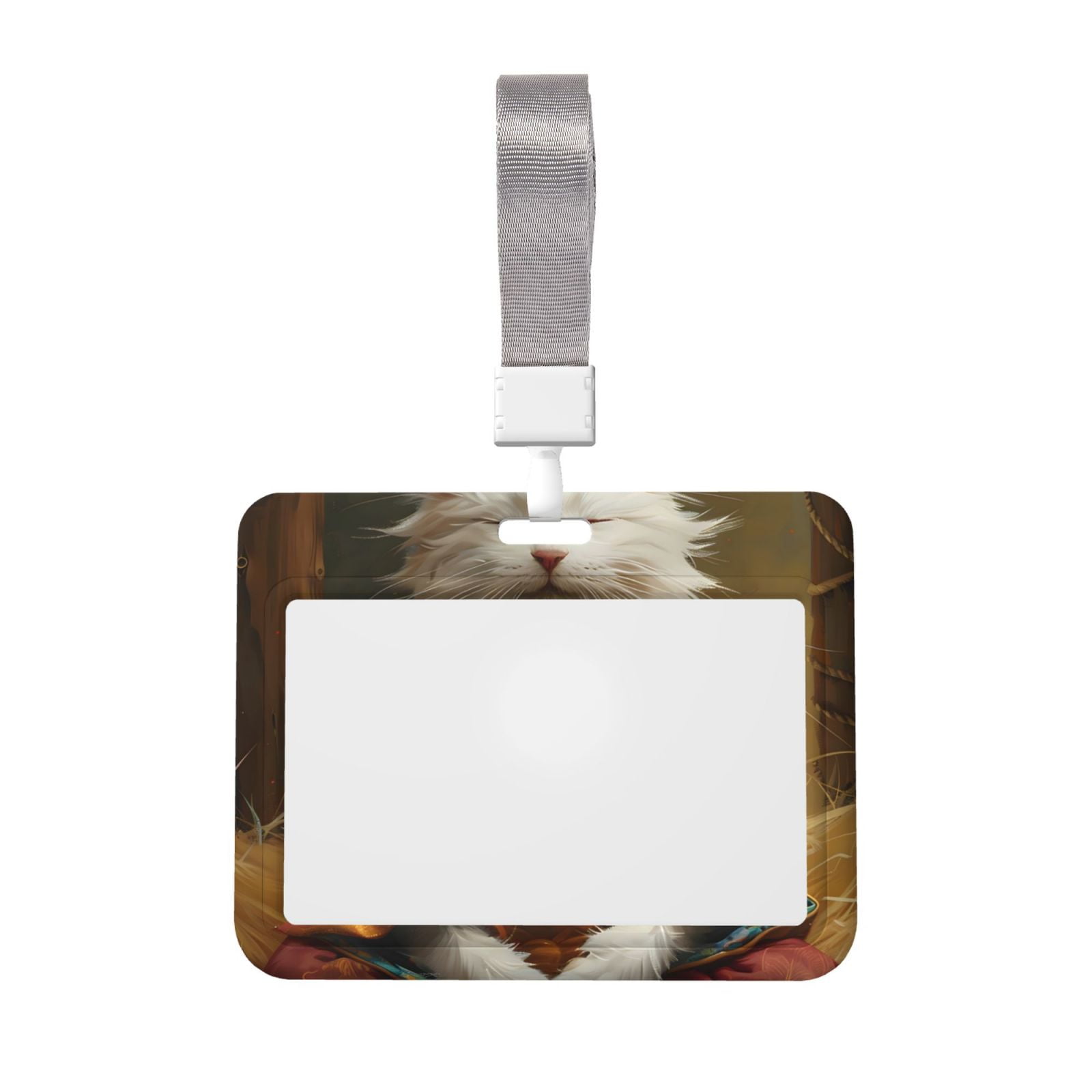 Easygdp Haystack Meditating Cat Card Badge Holder Work Badge Sleeve for ...