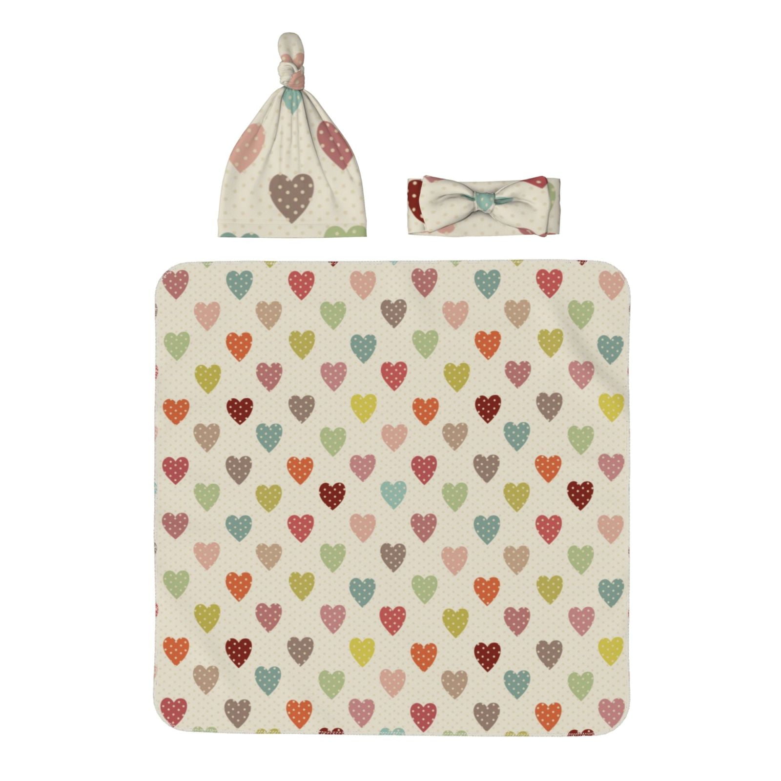 Easygdp Heart Polka Dot Baby Newborn Receiving Blanket with Matching ...