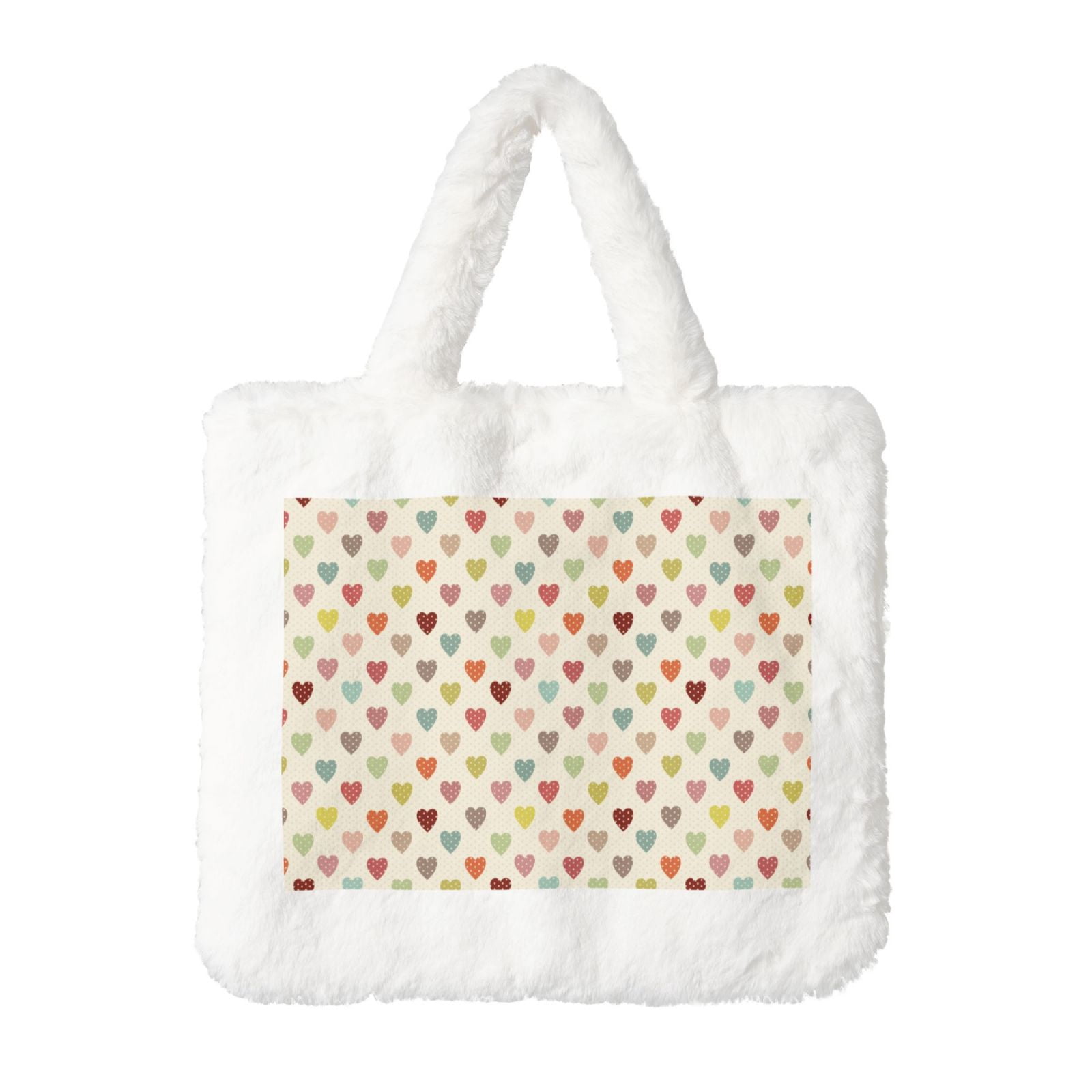 Easygdp Heart Polka Dot Plush Underarm Bag, Ladies Fluffy Shoulder Bag ...