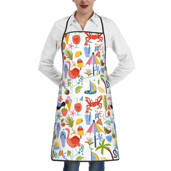 Easygdp Hello Summer2 Apron Waterdrop Resistant with 2 Pockets,Oil ...