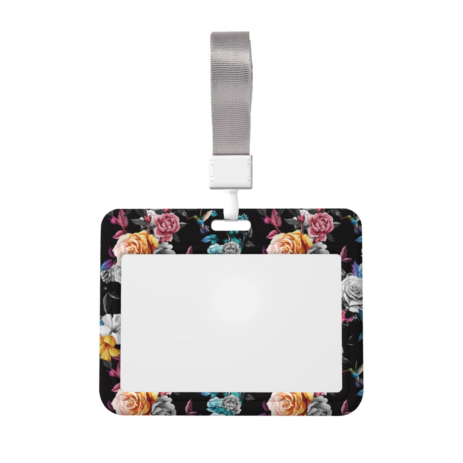 Easygdp Hibiscus Rose Card Badge Holder Work Badge Sleeve for Office ...