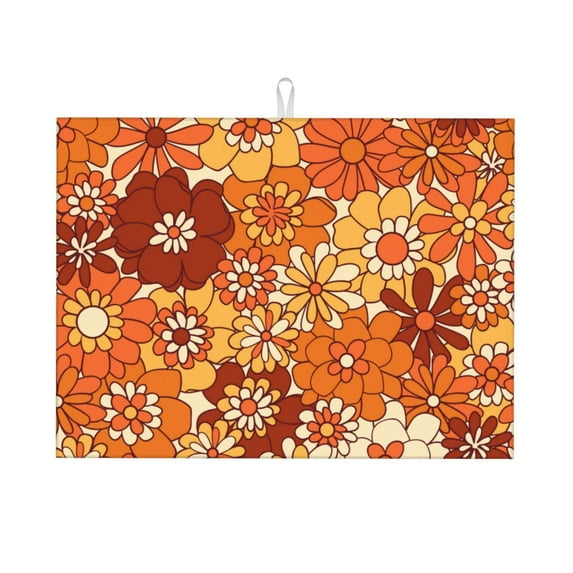 Easygdp Hippie Flower Microfiber Absorbent Dish Drying Pad,Kitchen ...