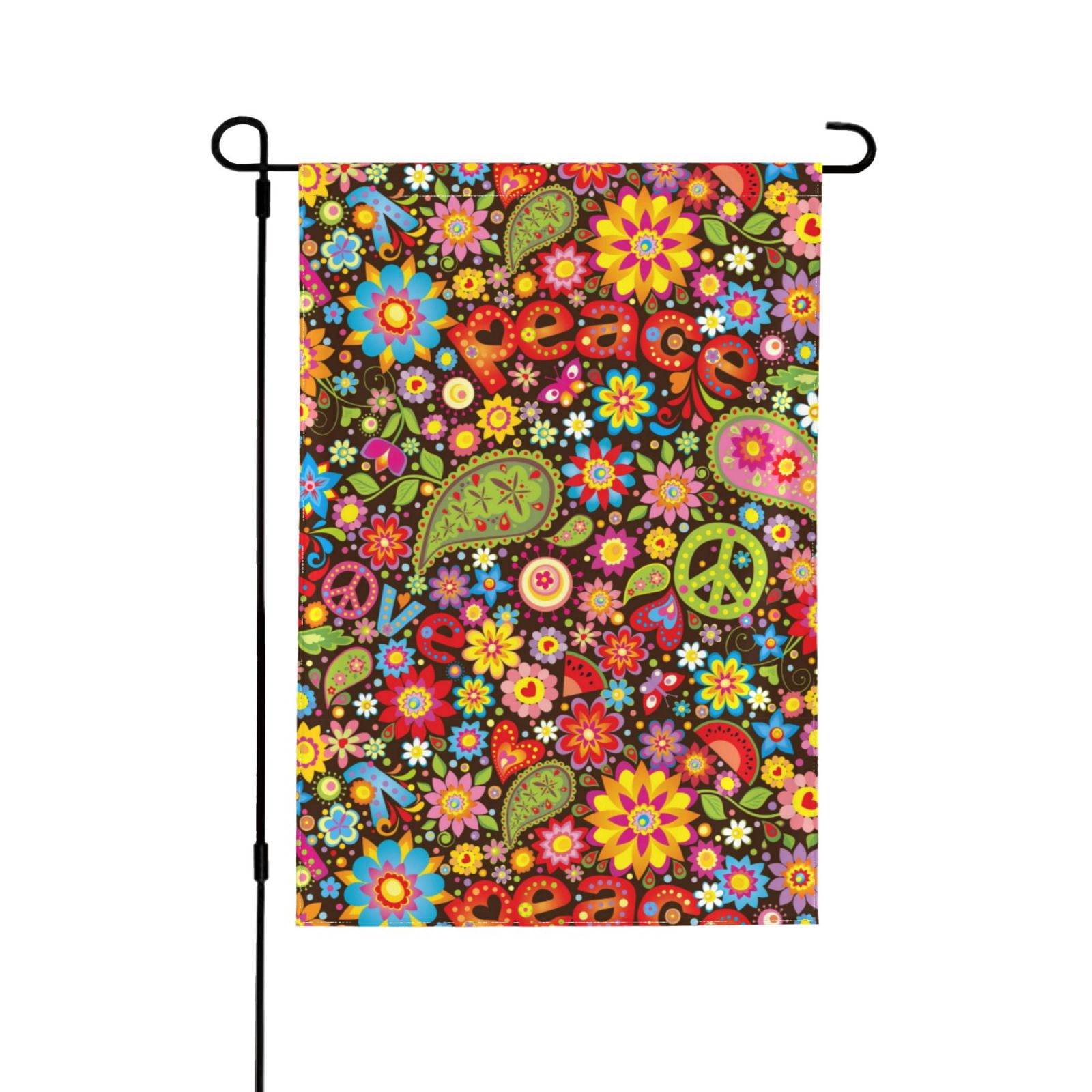 Easygdp Hippie Peace Love Garden Flag Yard Flag Welcome Flag, Double ...
