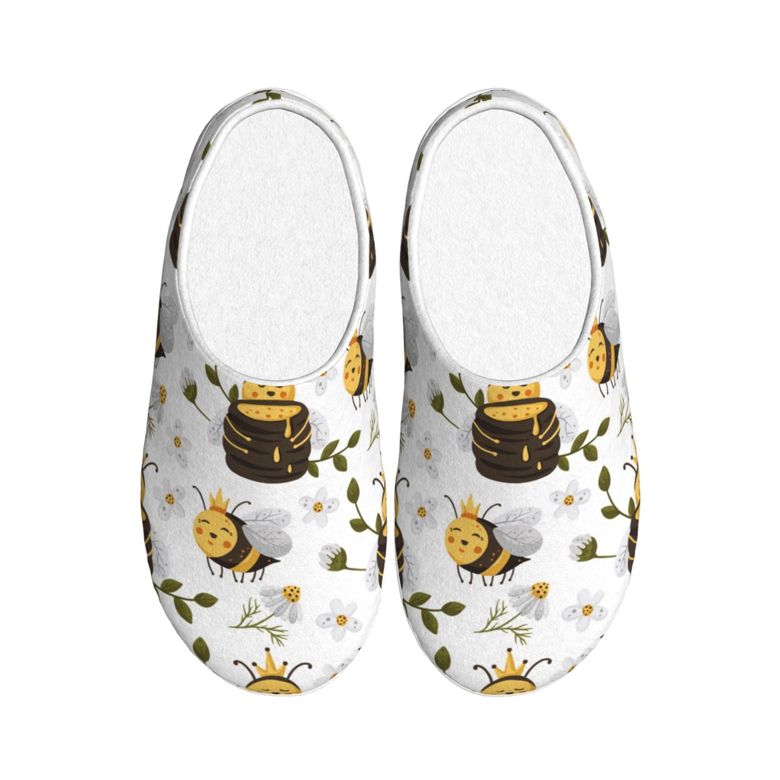 Easygdp Honey Bee Insect Slippers for Women Mens Winter Warm Home ...