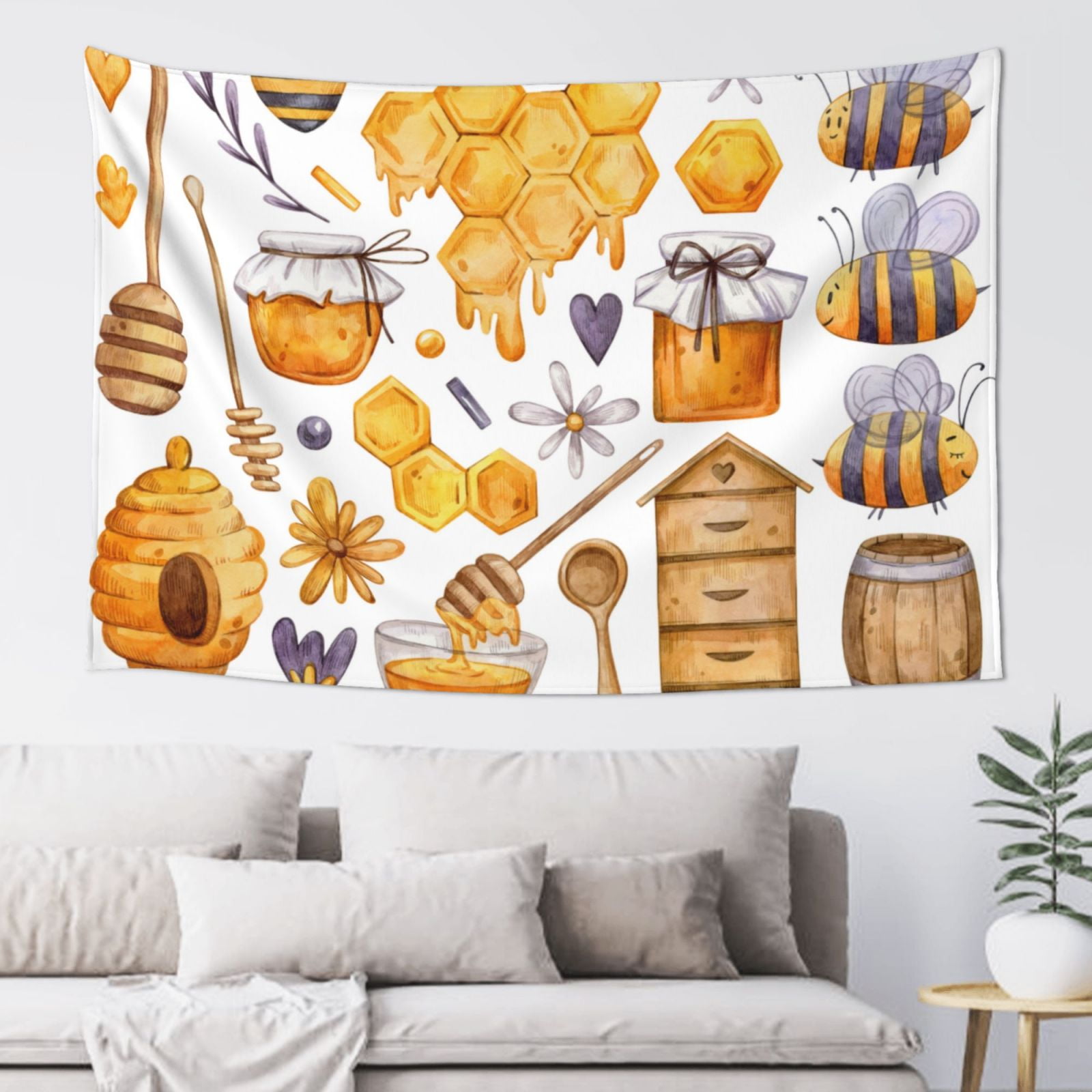 Easygdp Honey Bee Set Tapestry Wall Hanging, Wall Tapestries for ...