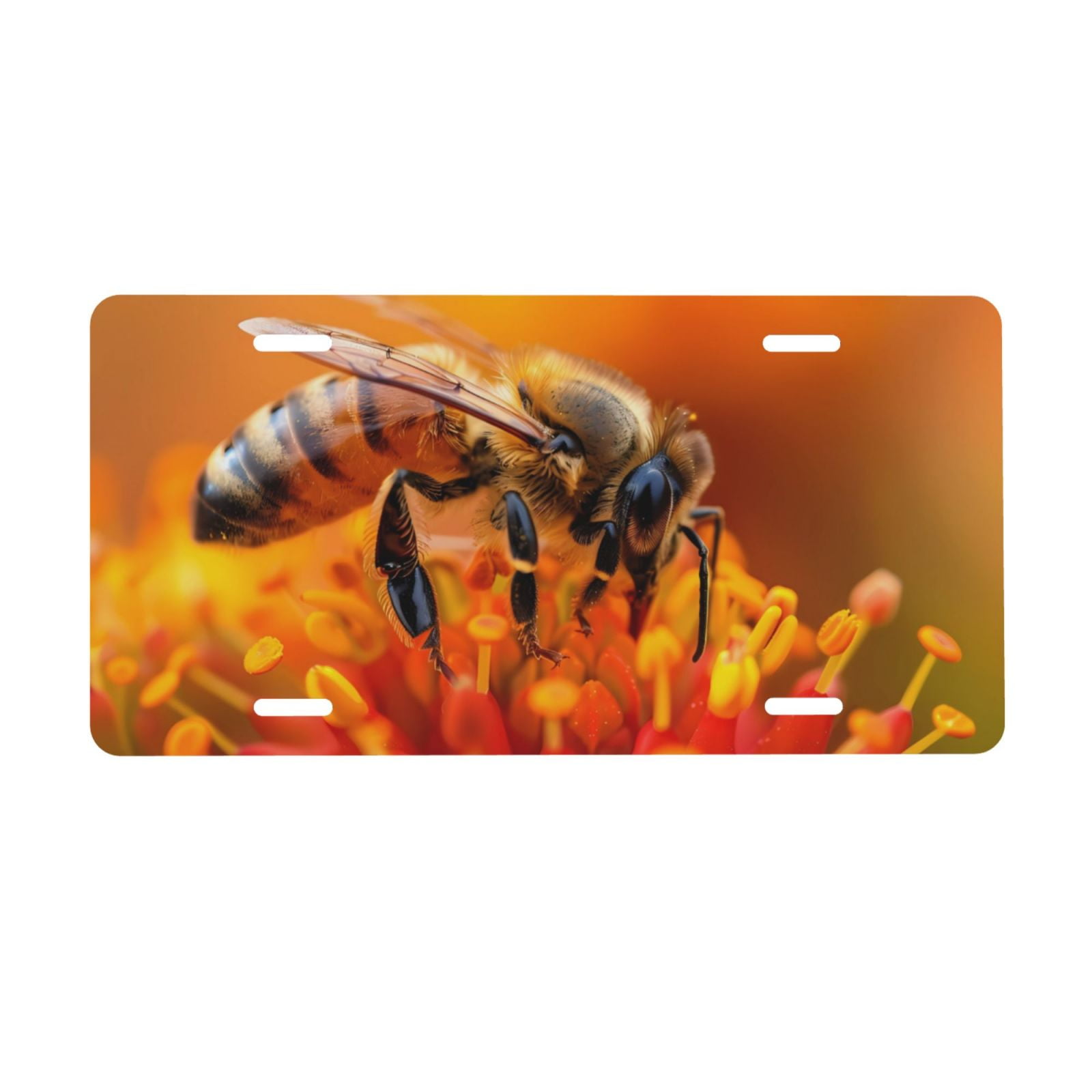 Easygdp Honeybee On Vibrant Flower License Plate Car Front License ...