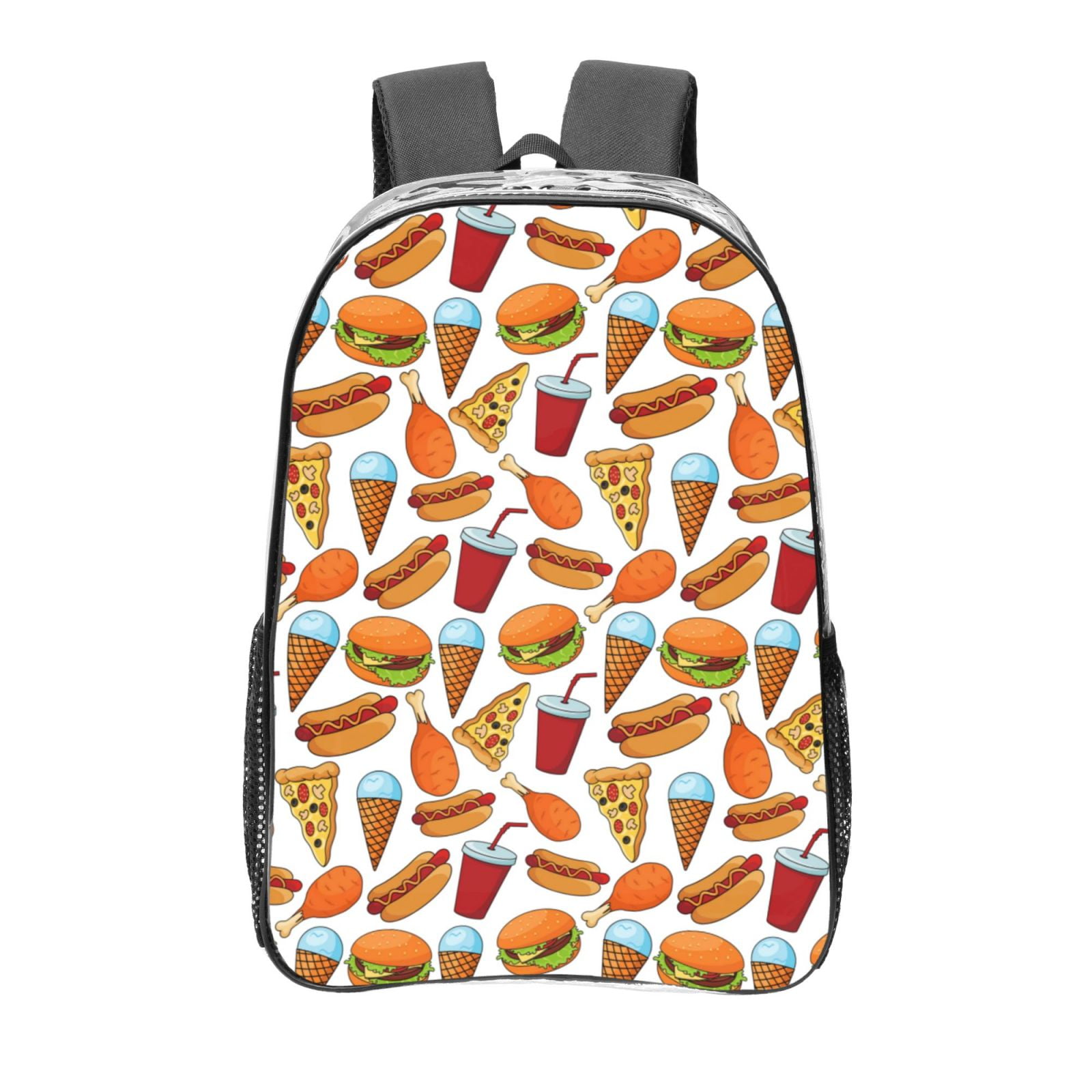Easygdp Hot Dog Burger Clear Backpack, Transparent Bookbag for School ...
