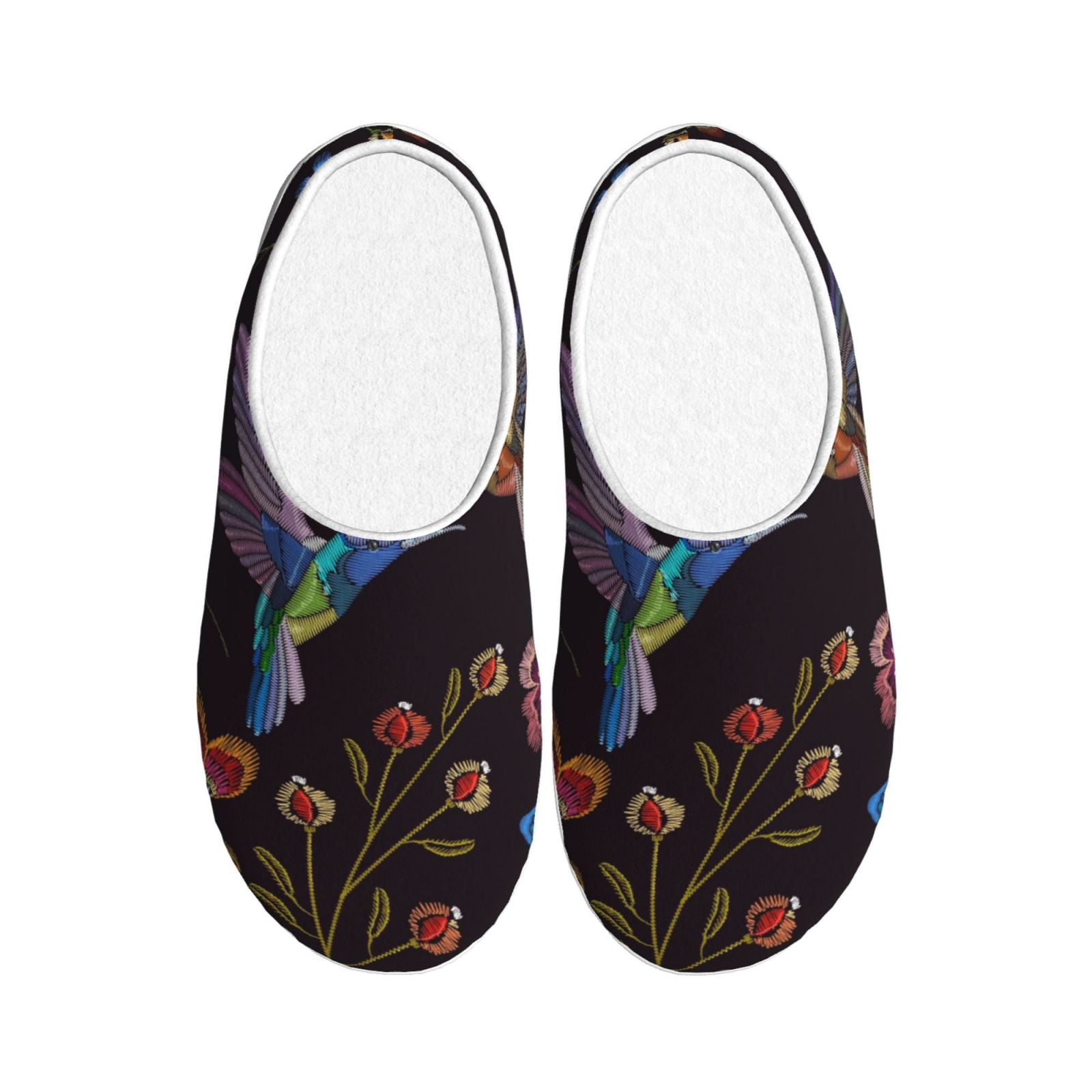 Easygdp Humming Bird Slippers for Women Mens Winter Warm Home Slippers ...