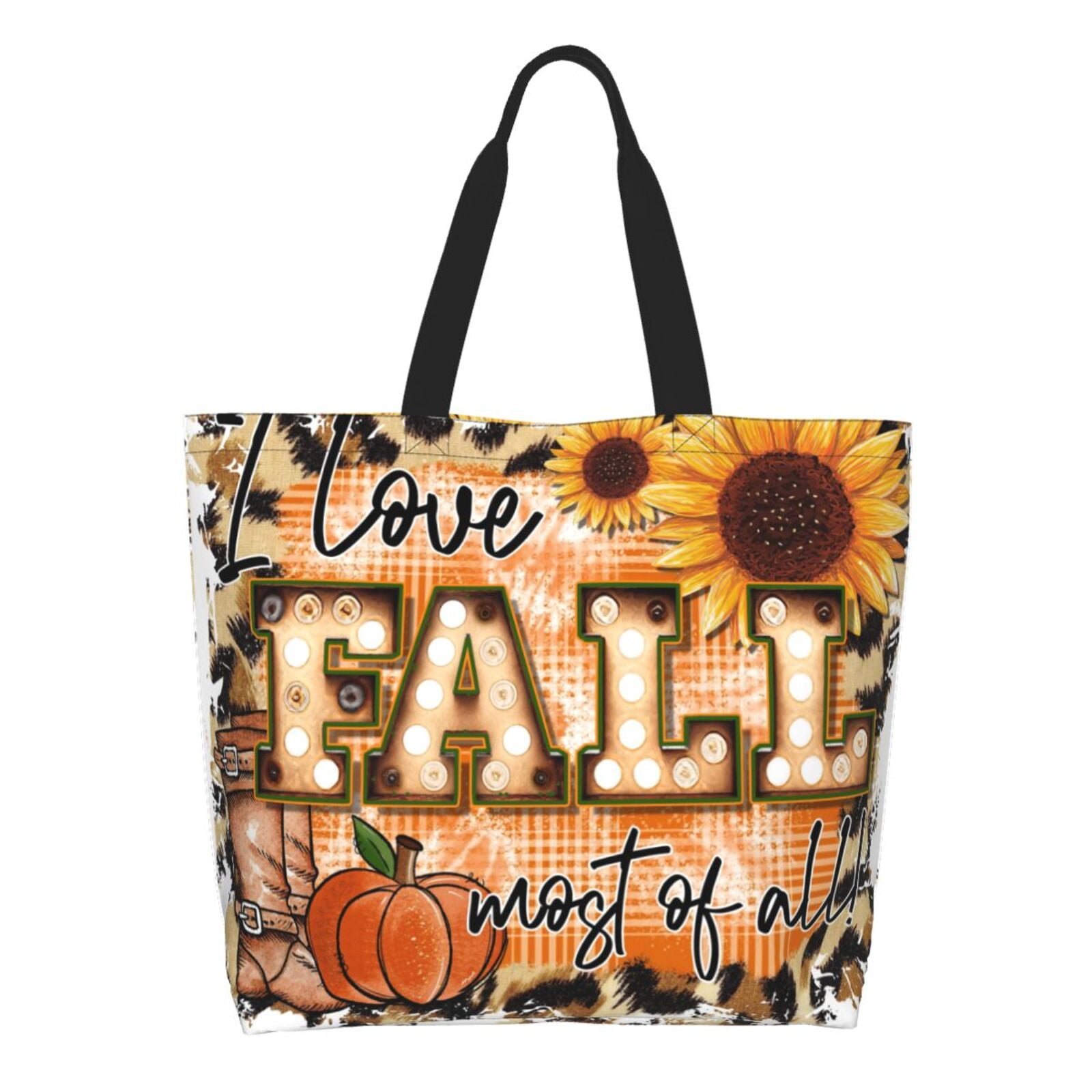 Easygdp I Love Fall Most Of All Tote Bags for Women,Women Travel ...