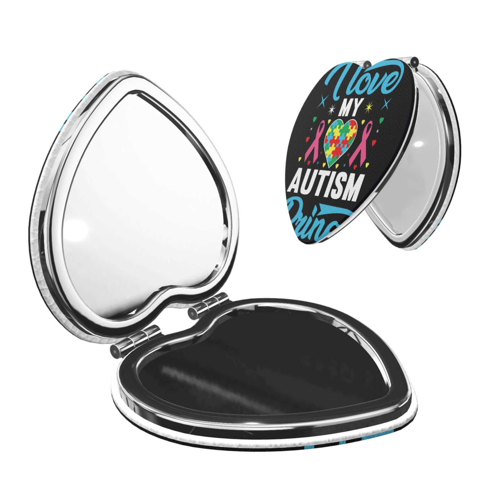 Easygdp I Love My Autism Travel Makeup Mirror, 2X Magnifying Mirror 2 ...