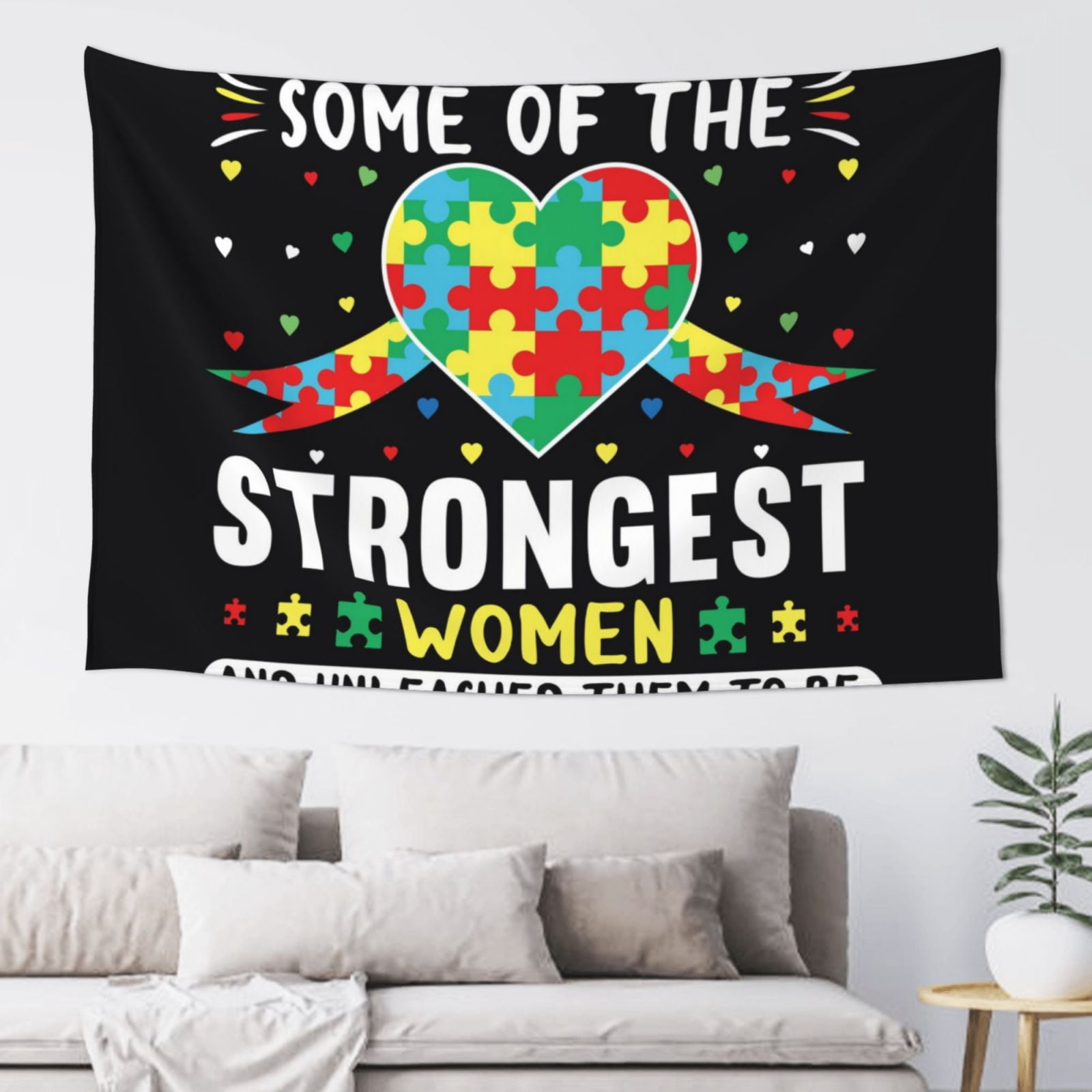 Easygdp I Love With Autism Tapestry Wall Hanging, Wall Tapestries for ...